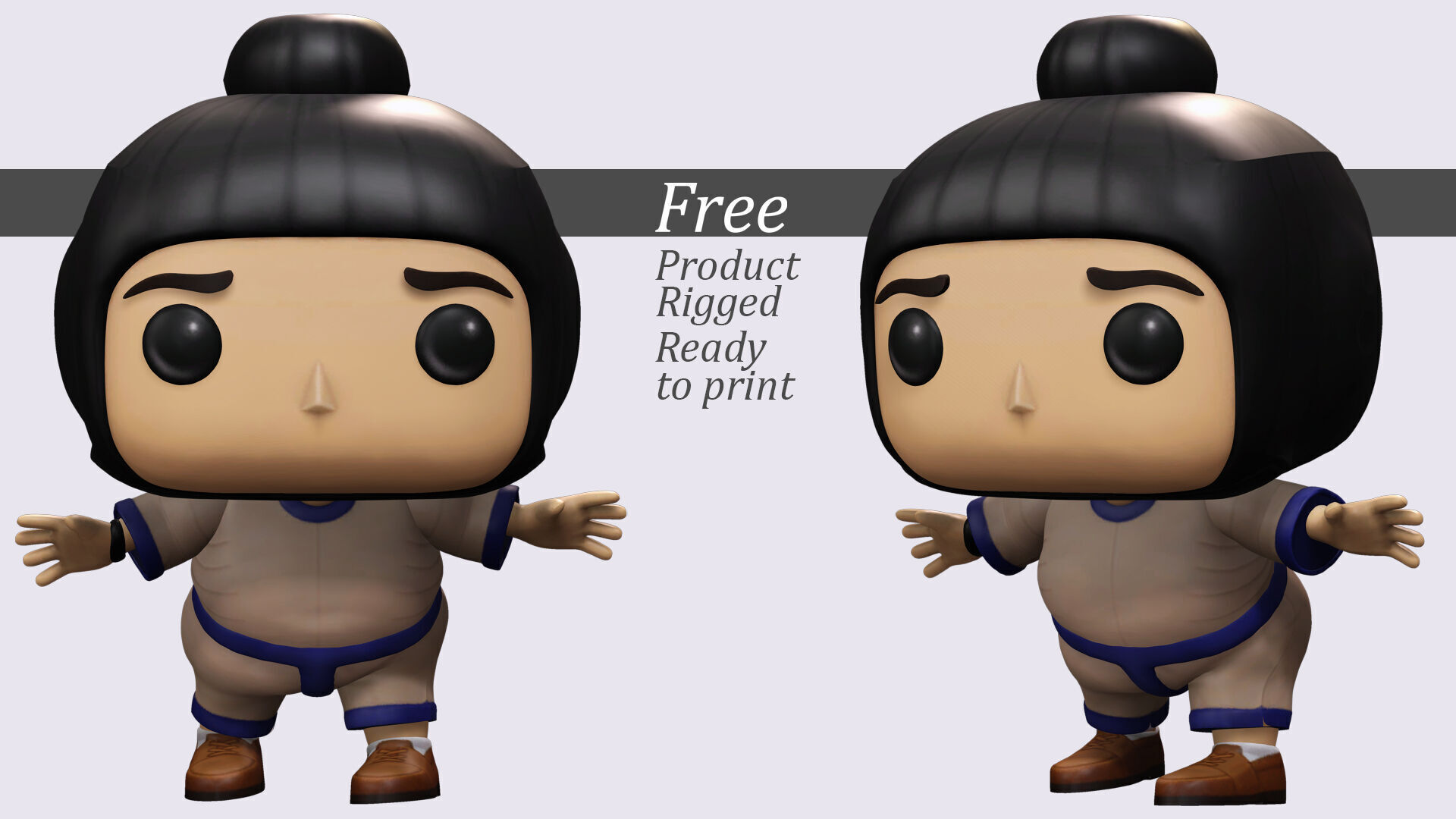 Stylized Sumo Toy Figure 3D Print Model with Pose Rig free 3D model 3D ...