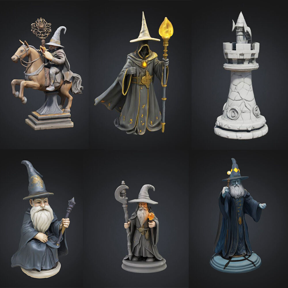 Wizard Chess Set - Wizard Chess Pieces - Wizard Game Chess Set 3D model ...