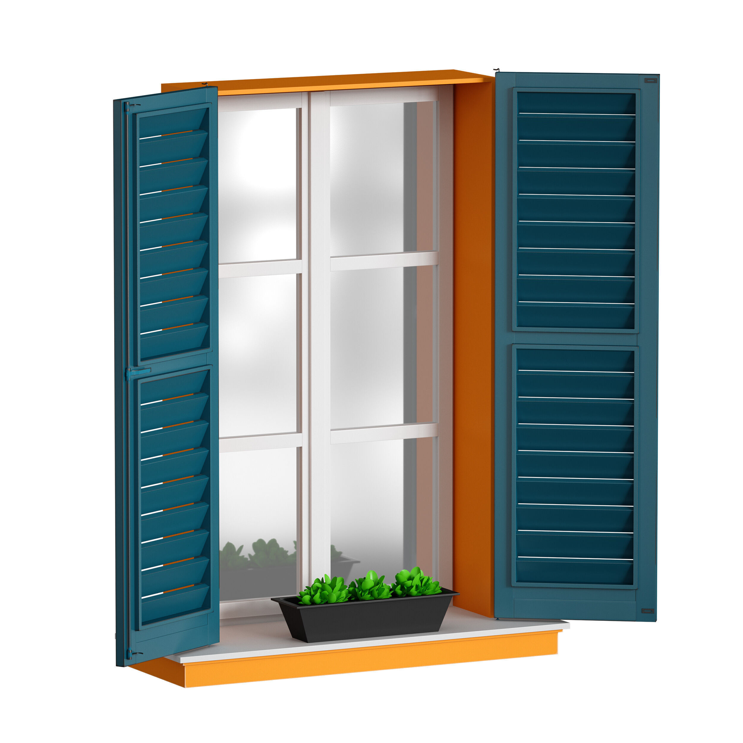 Facade window with louvered shutters 3D model | CGTrader