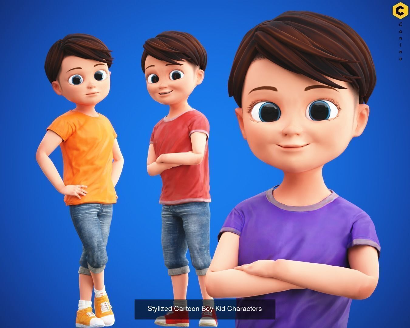 3D Model Collection Cartoon Kids Stylized Character Pack VR / AR / low ...
