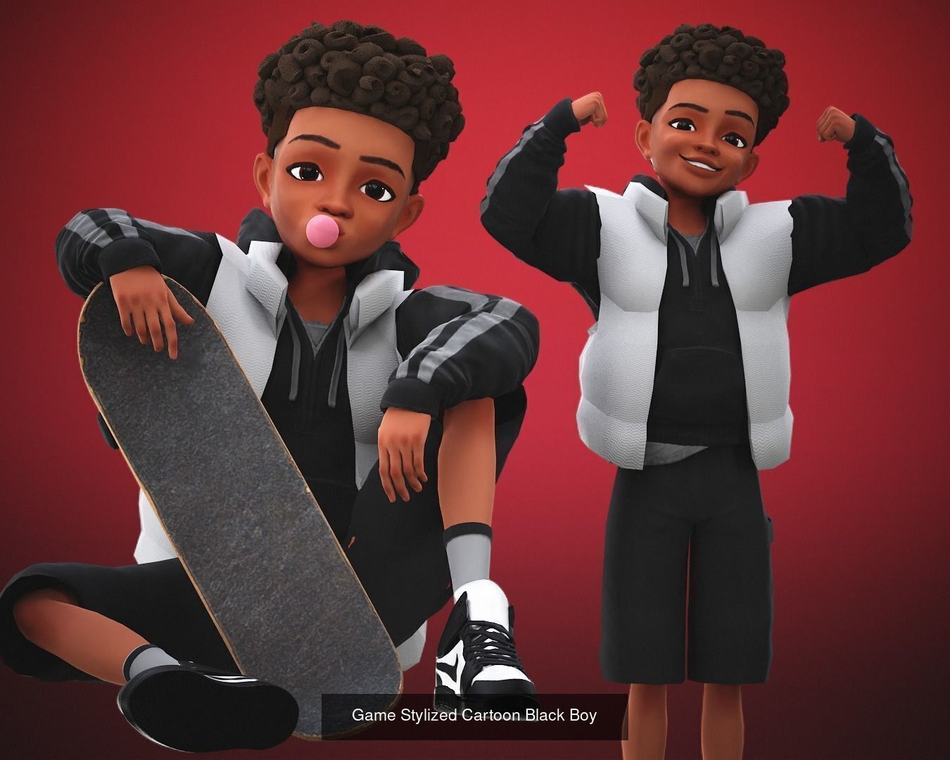 3D Model Collection Cartoon Kids Stylized Character Pack VR / AR / low ...