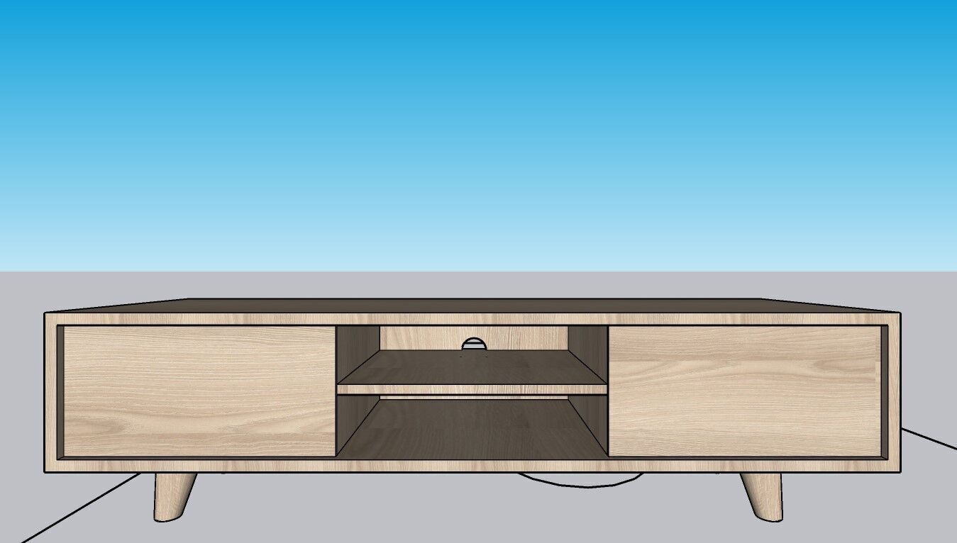 Modern Wooden TV Stand 3D Model SketchUp FBX 3ds Max free VR / AR / low ...