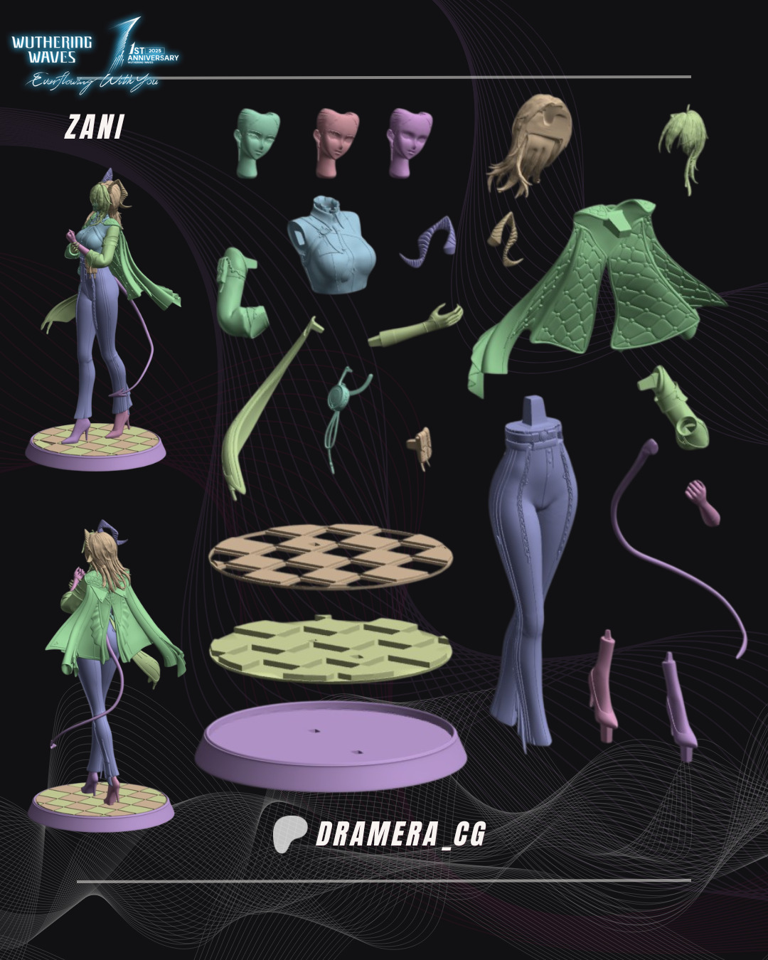 Zani - Wuthering Waves Game Figurine for 3D Printing 3D model 3D ...