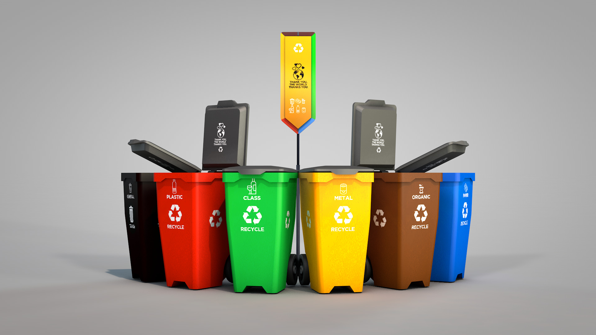 Recycling Bins 3D model | CGTrader