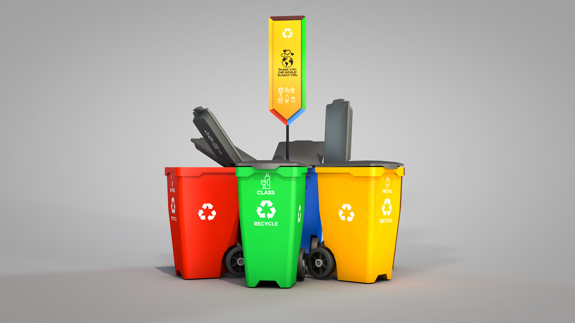 Recycling Bins 3D model | CGTrader