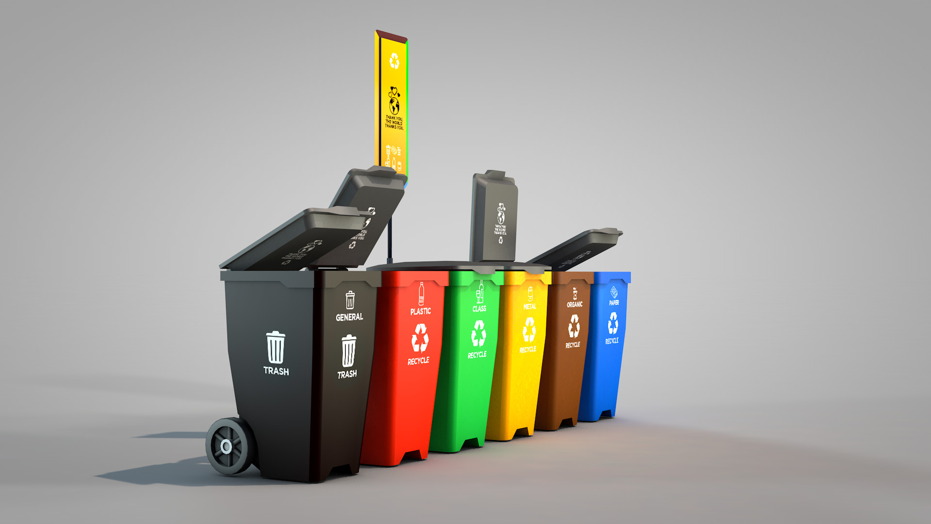 Recycling Bins 3D model | CGTrader