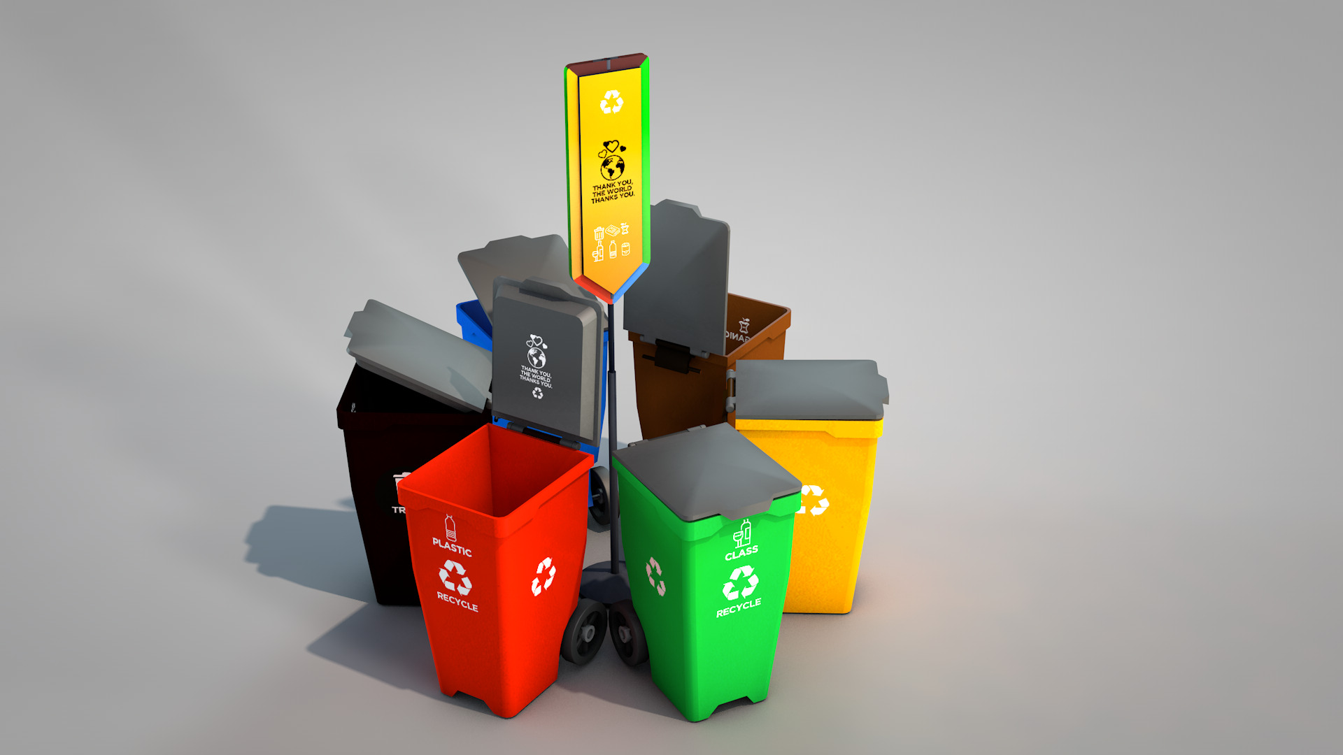 Recycling Bins 3D model | CGTrader