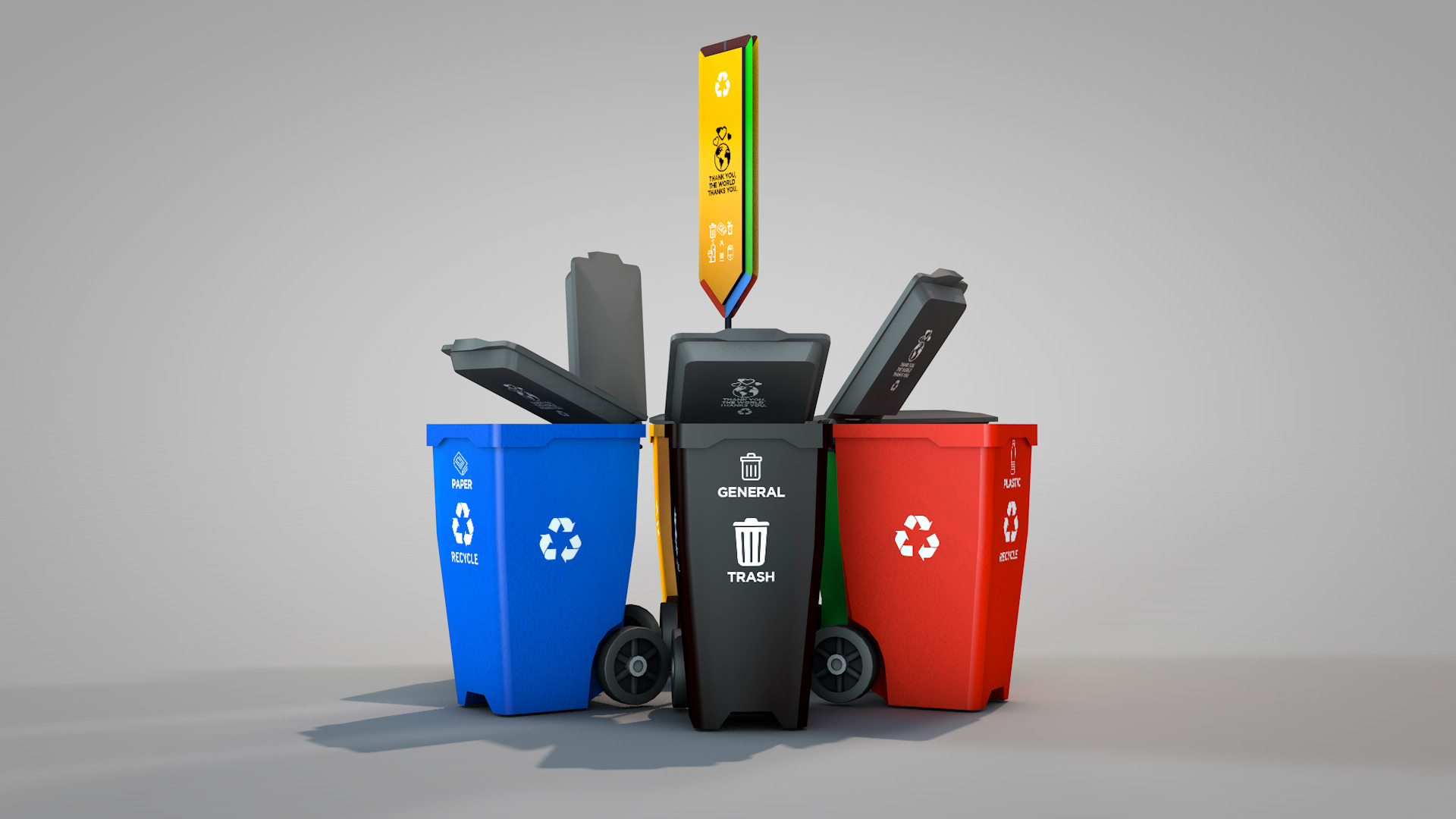 Recycling Bins 3D model | CGTrader