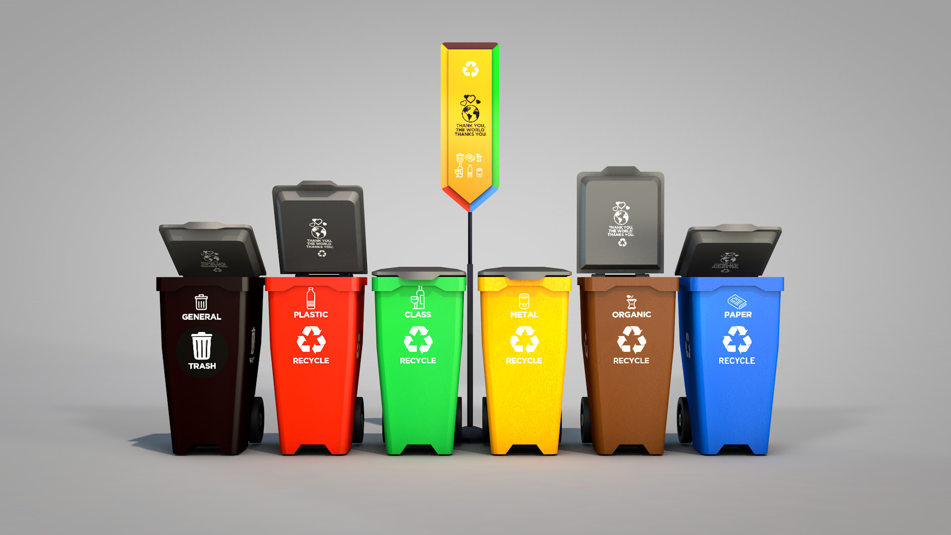 Recycling Bins 3D model | CGTrader