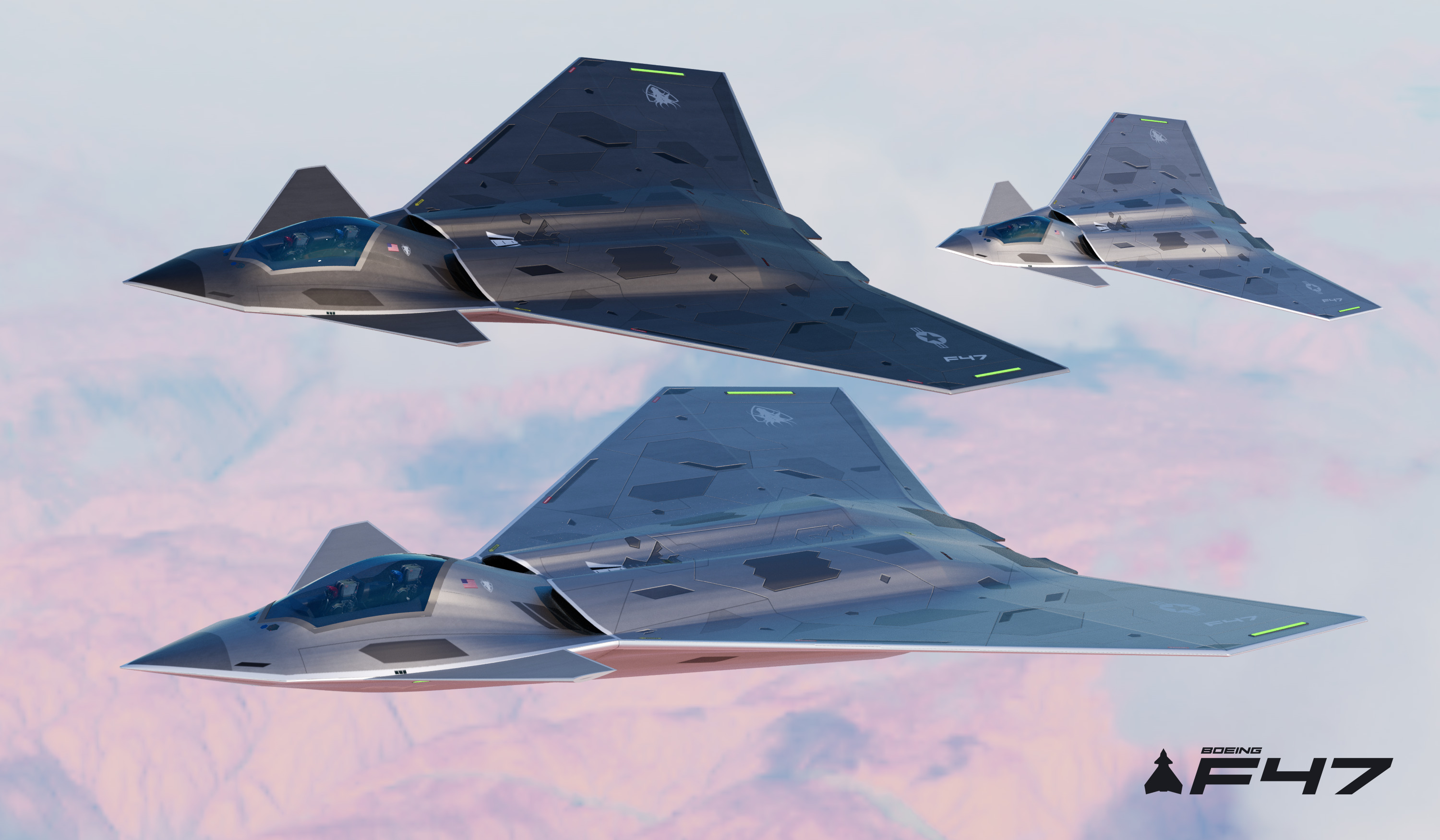 Boeing F47 Stealth Fighter 3D model rigged | CGTrader