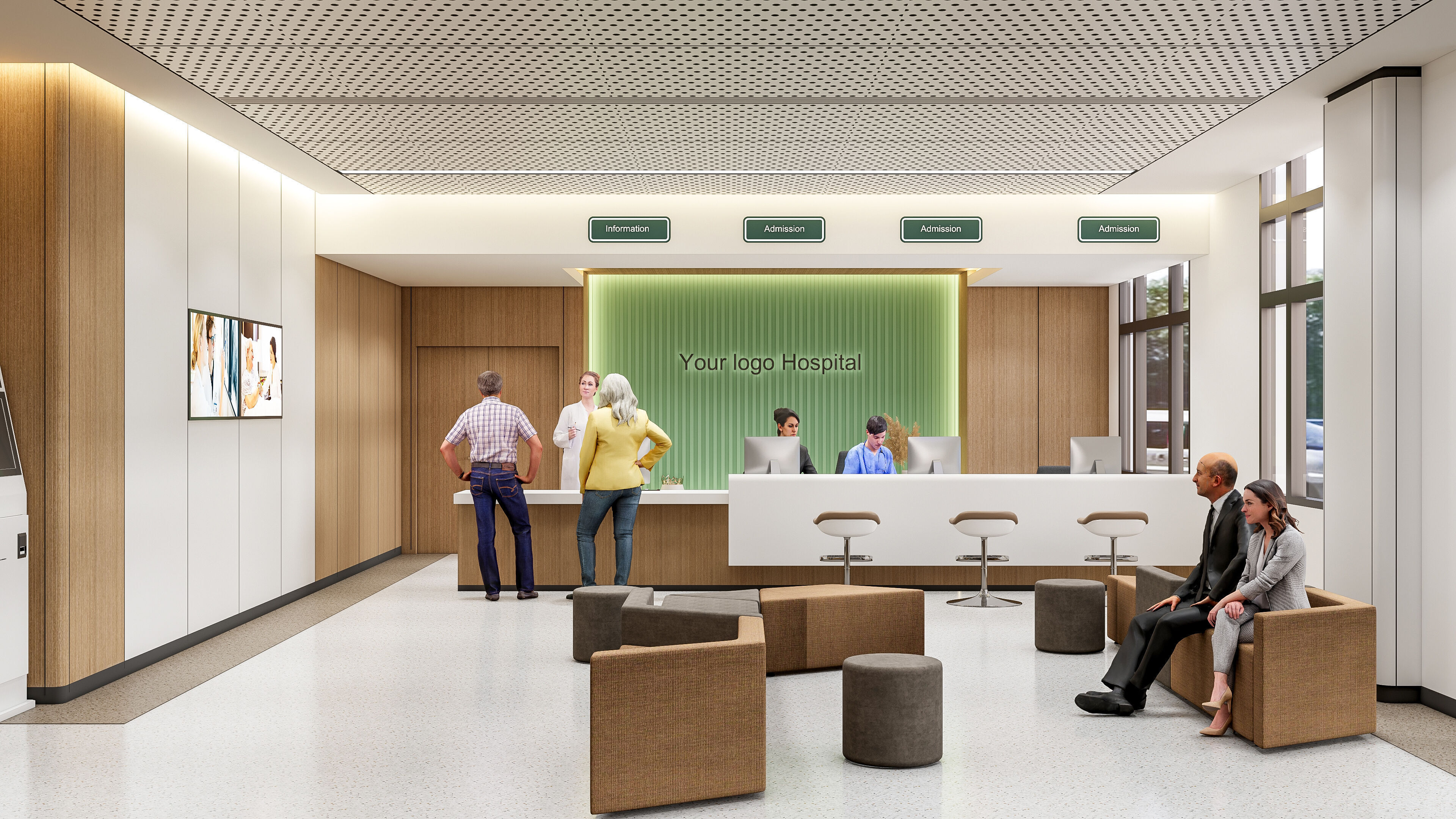 Hospital lobby reception hall 10 3D model | CGTrader