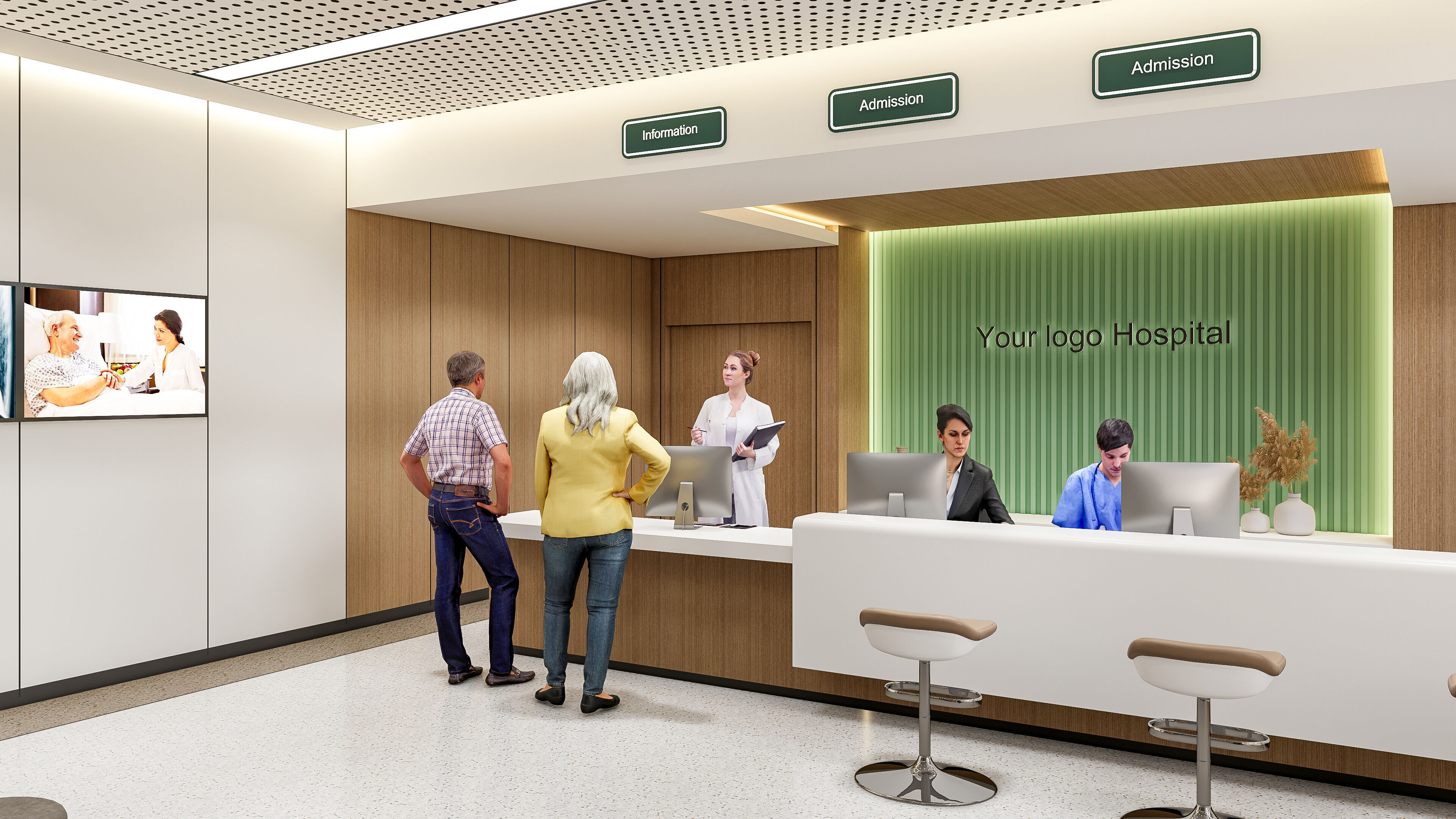 Hospital lobby reception hall 10 3D model | CGTrader