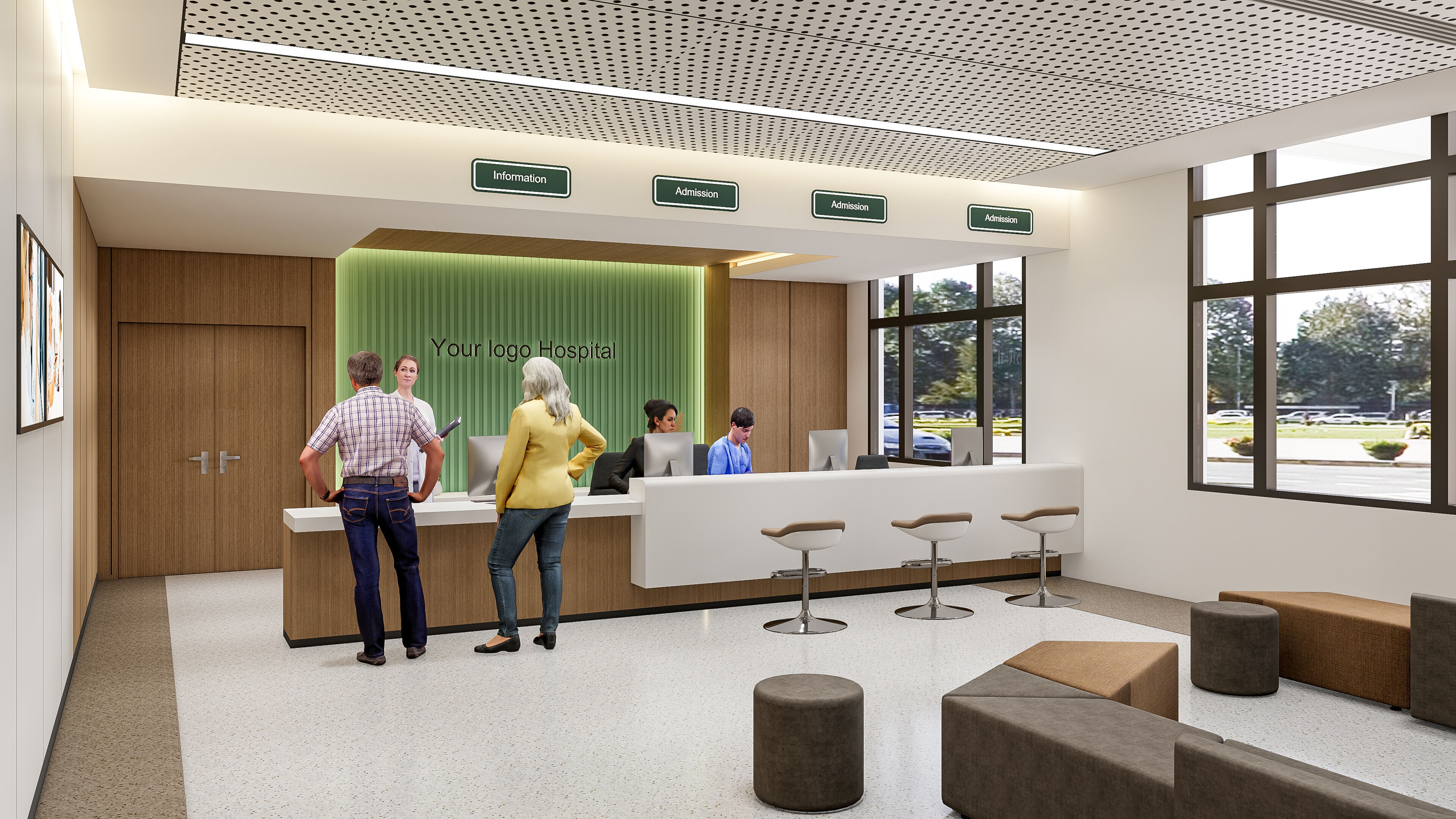Hospital lobby reception hall 10 3D model | CGTrader