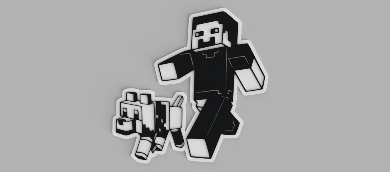 Minecraft Steve with Dog Logo Wall Picture free 3D model 3D printable ...