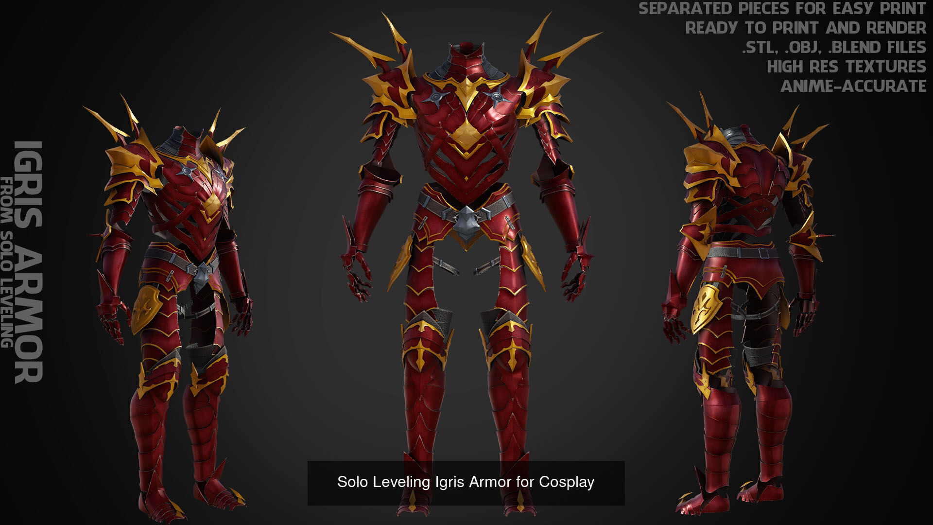 Solo Leveling Igris Full Armor and Sword for Cosplay 3D Model ...