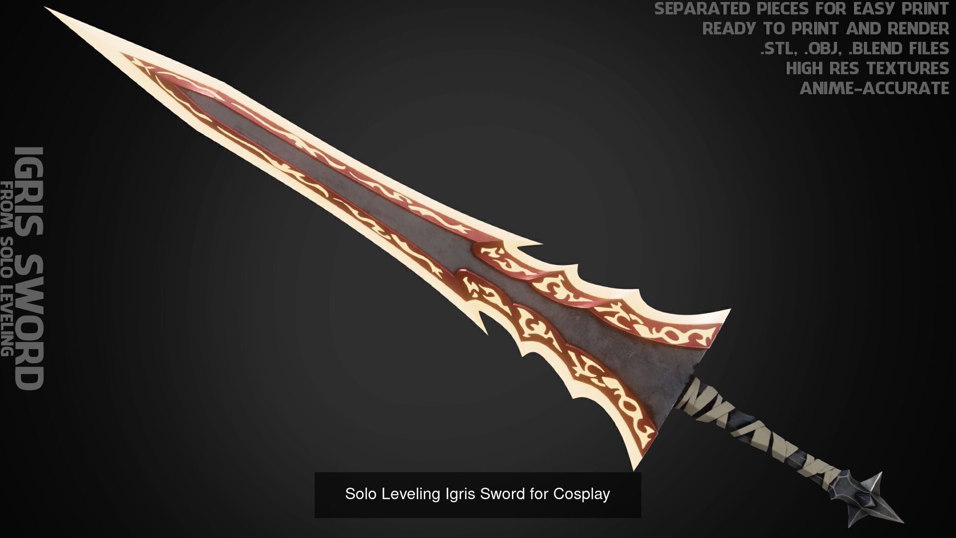 Solo Leveling Igris Full Armor and Sword for Cosplay 3D Model ...