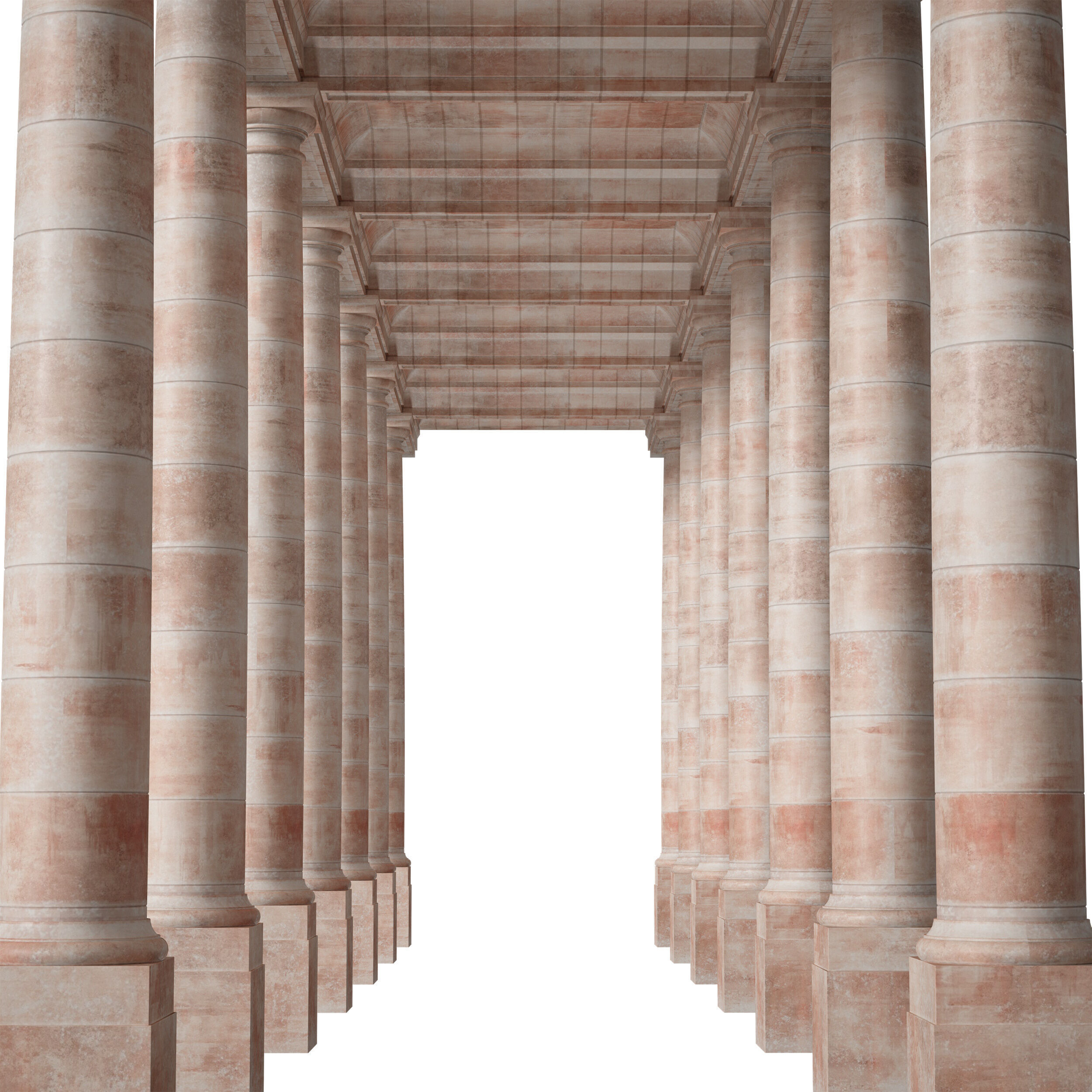Classic Stone Column Stone Columns Corridor with Columns 3D model ...
