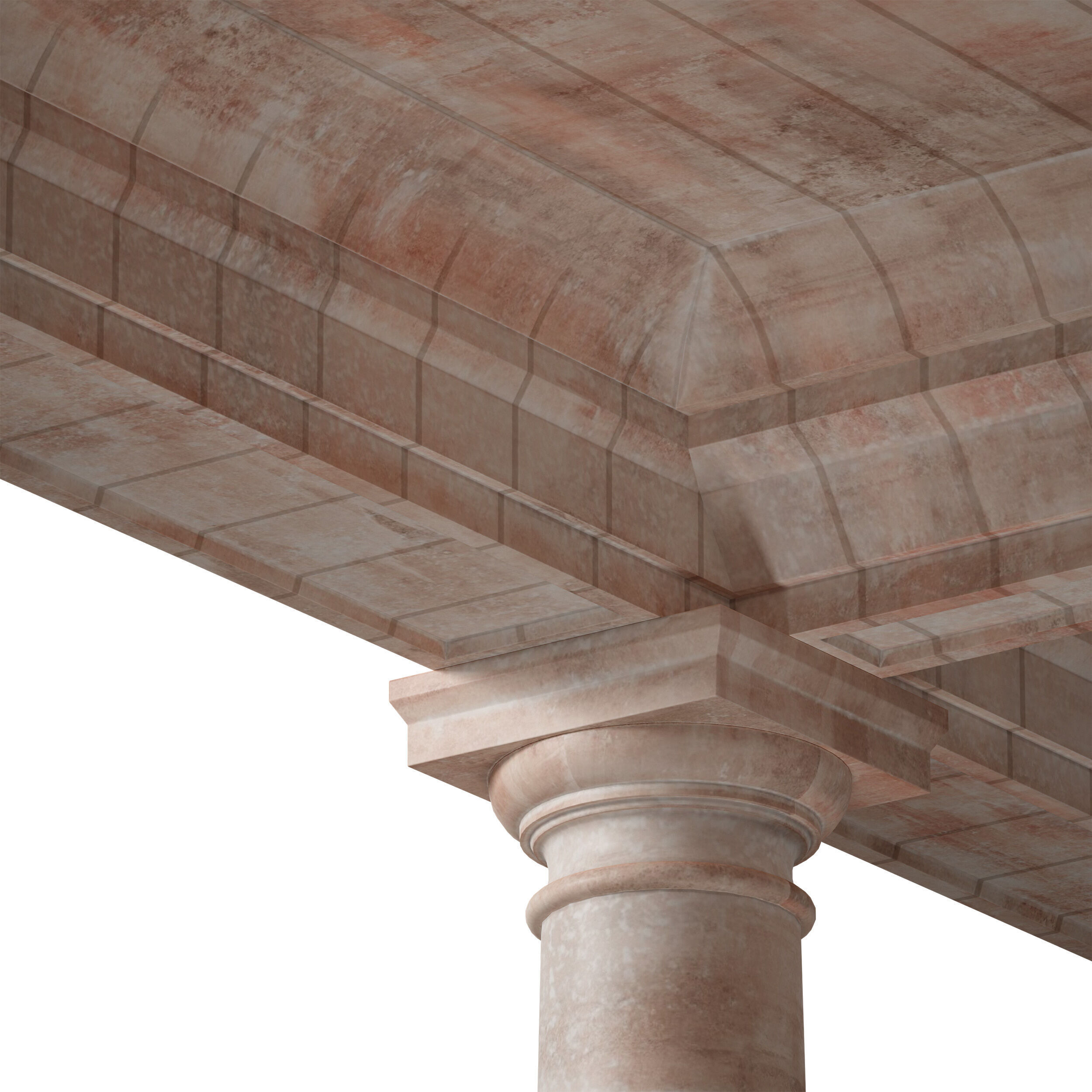 Classic Stone Column Stone Columns Corridor with Columns 3D model ...