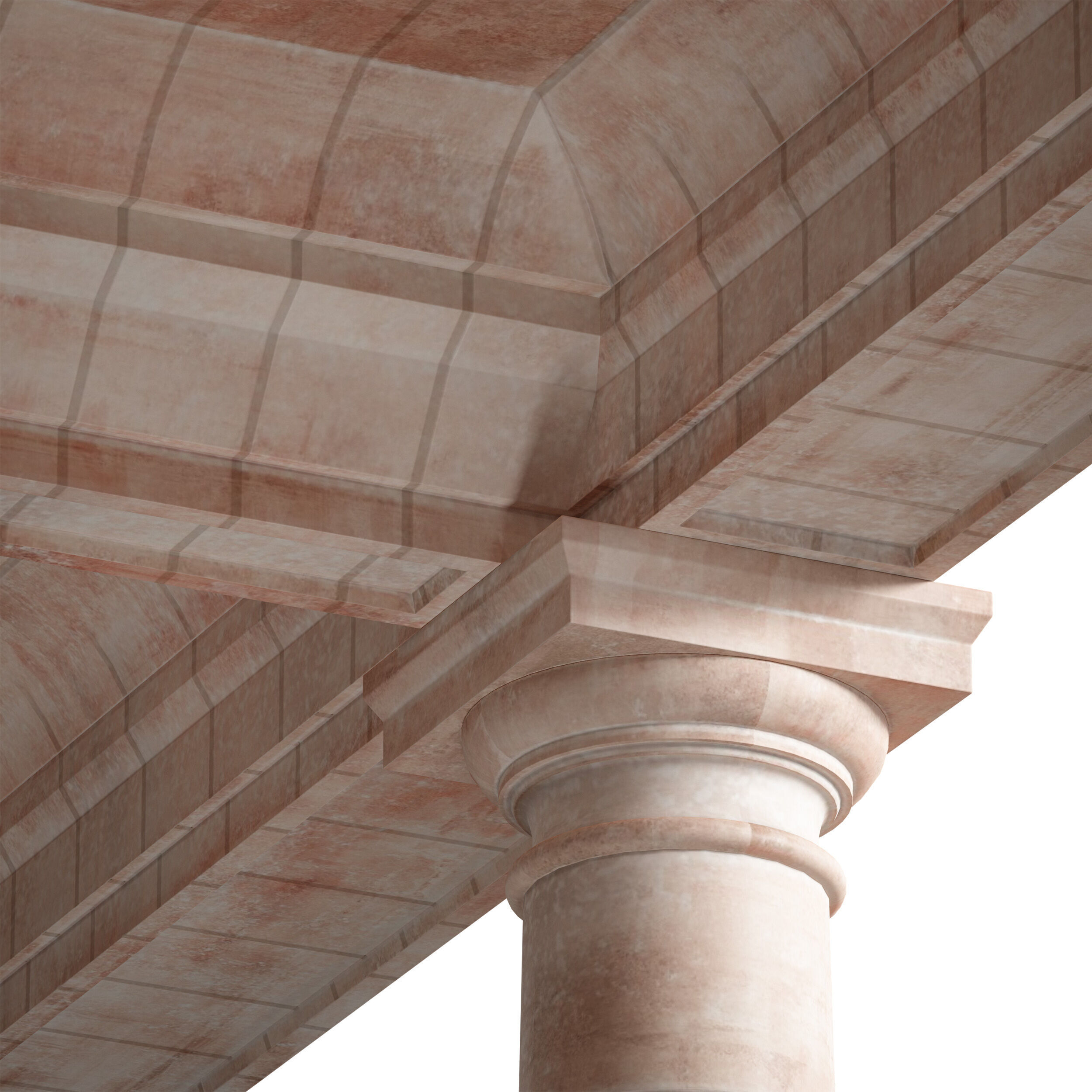 Classic Stone Column Stone Columns Corridor with Columns 3D model ...