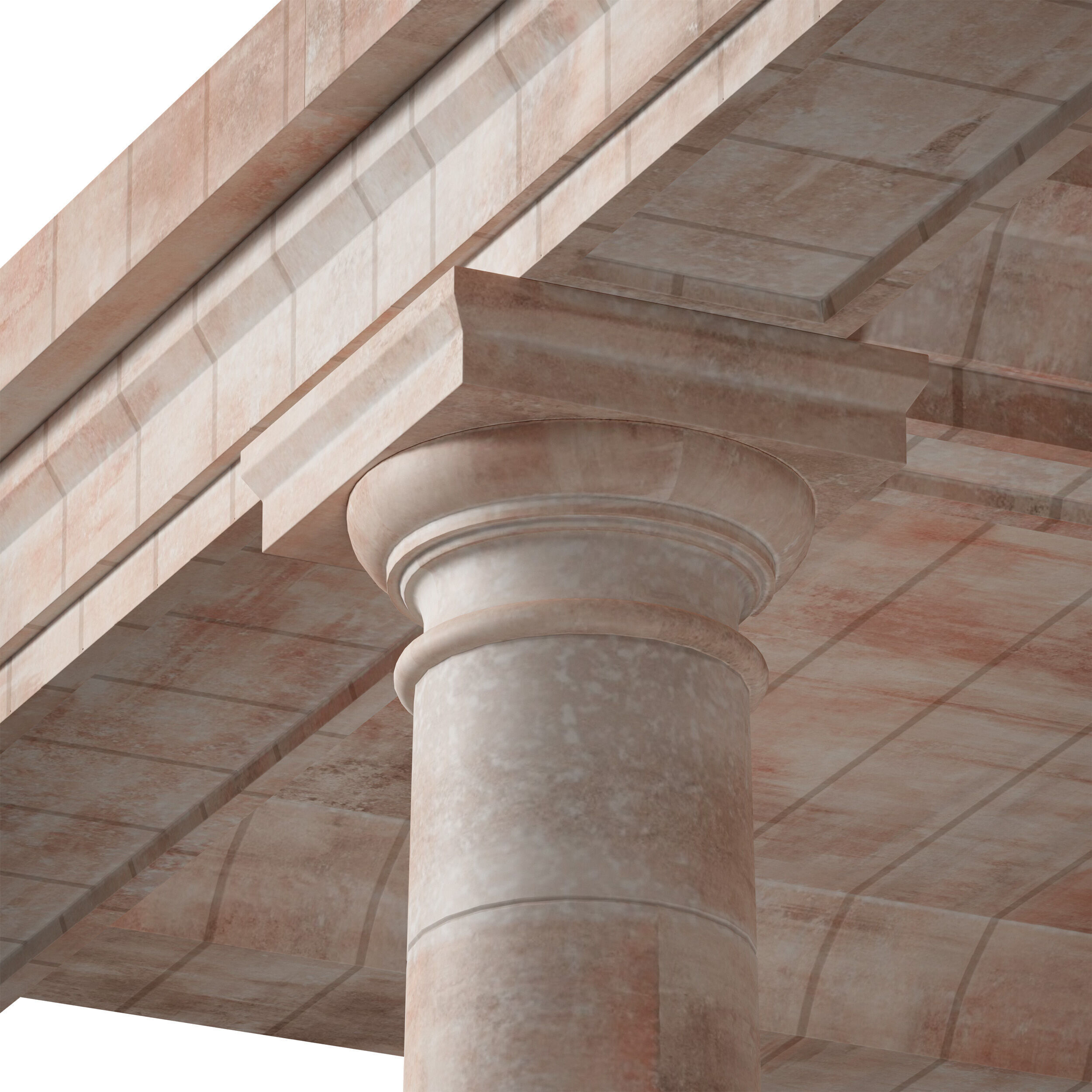 Classic Stone Column Stone Columns Corridor with Columns 3D model ...