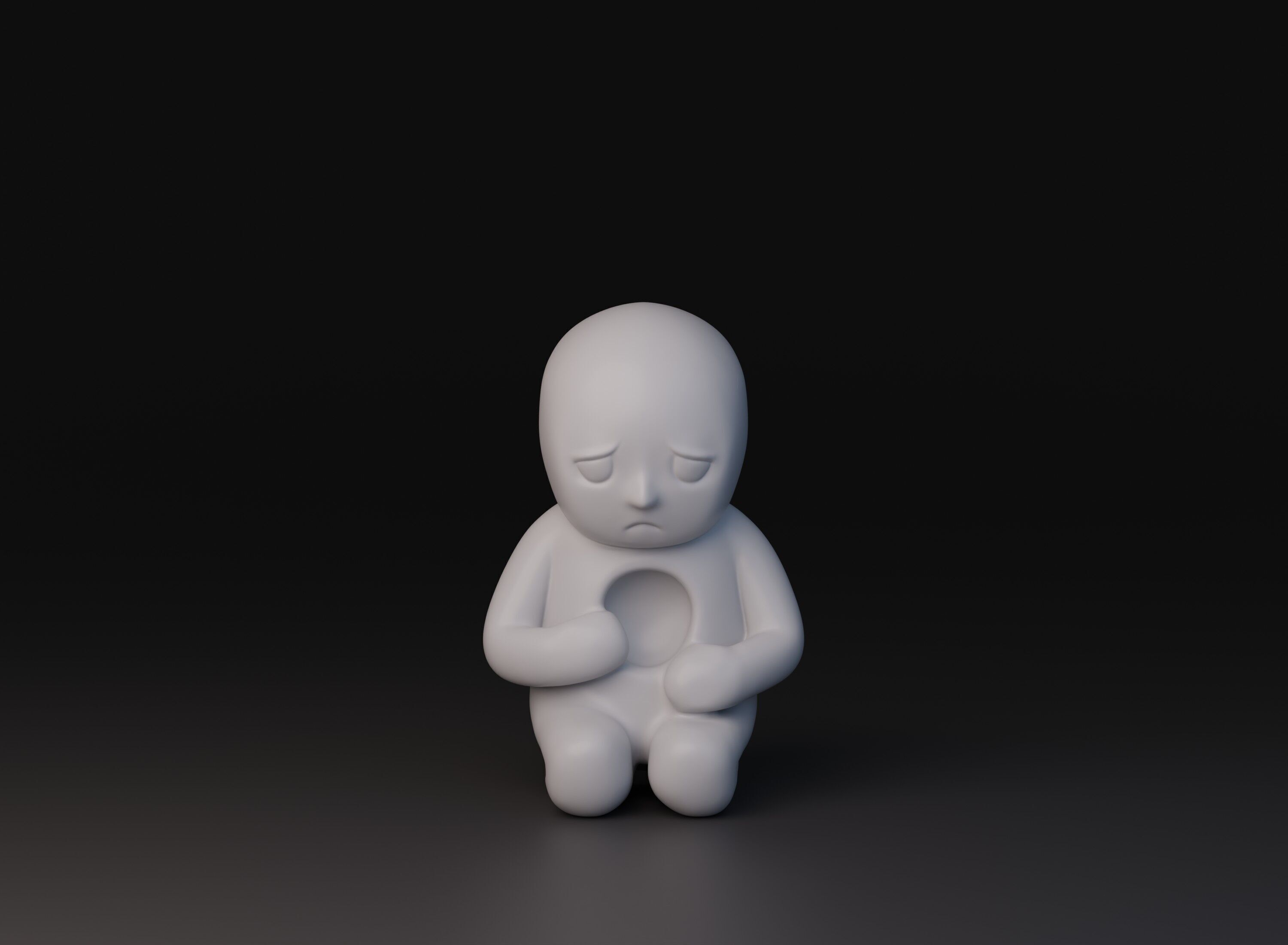 minimal sad miniature statue sitting free 3D model 3D printable | CGTrader