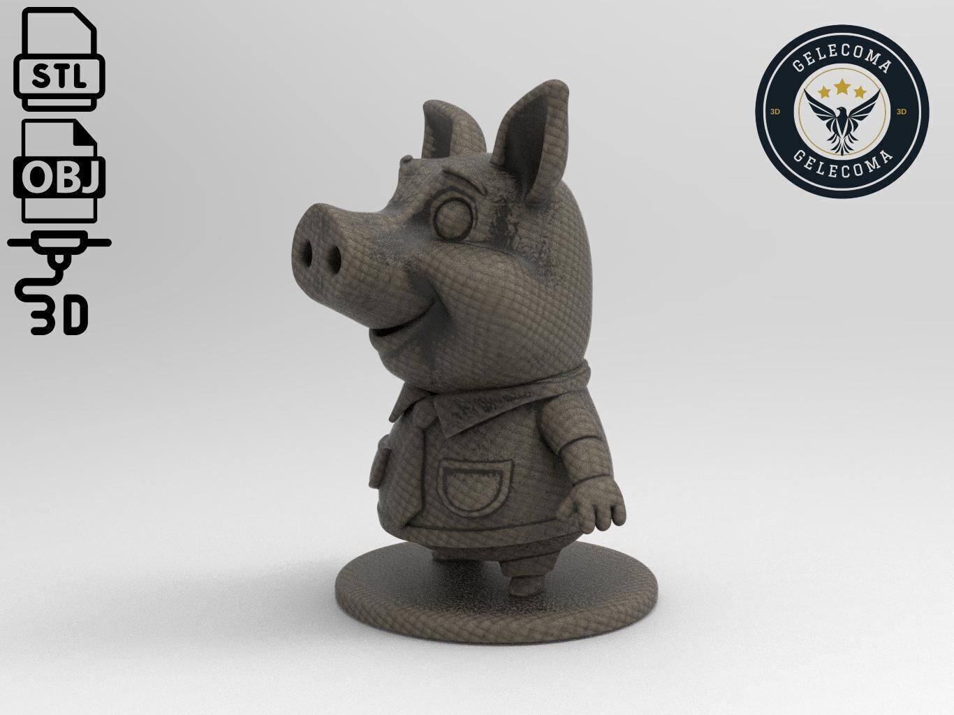 Porky Pig Cartoon 3D Print Model 3D model 3D printable | CGTrader
