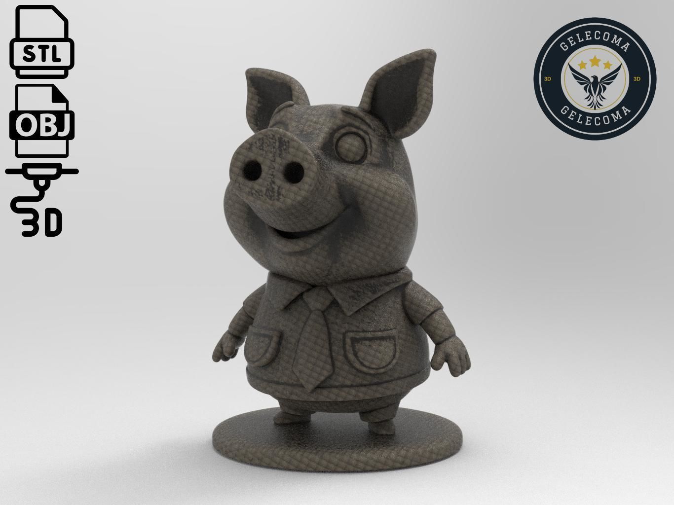 Porky Pig Cartoon 3D Print Model 3D model 3D printable | CGTrader