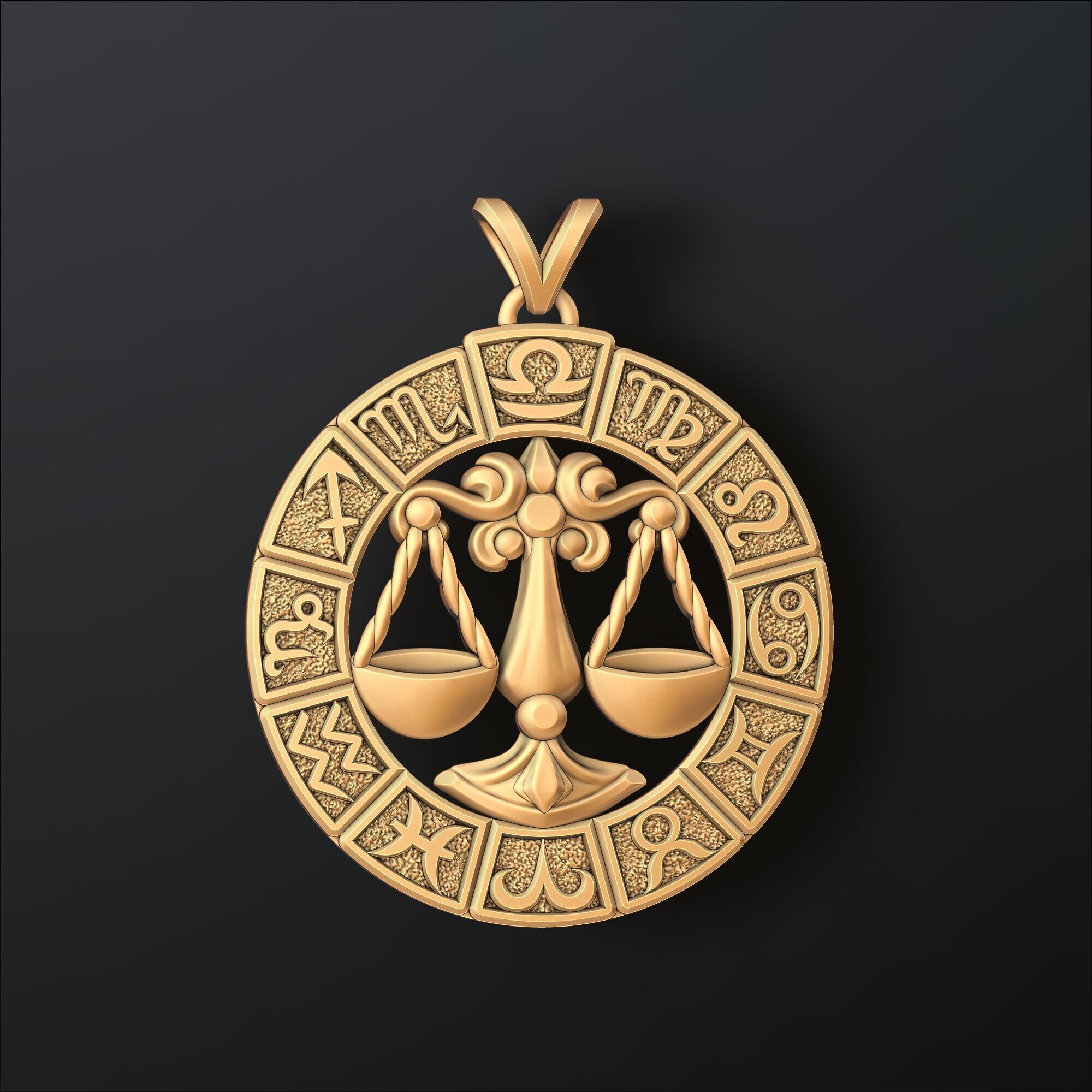 Horoscope Libra Pendant v2 3D model 3D printable | CGTrader