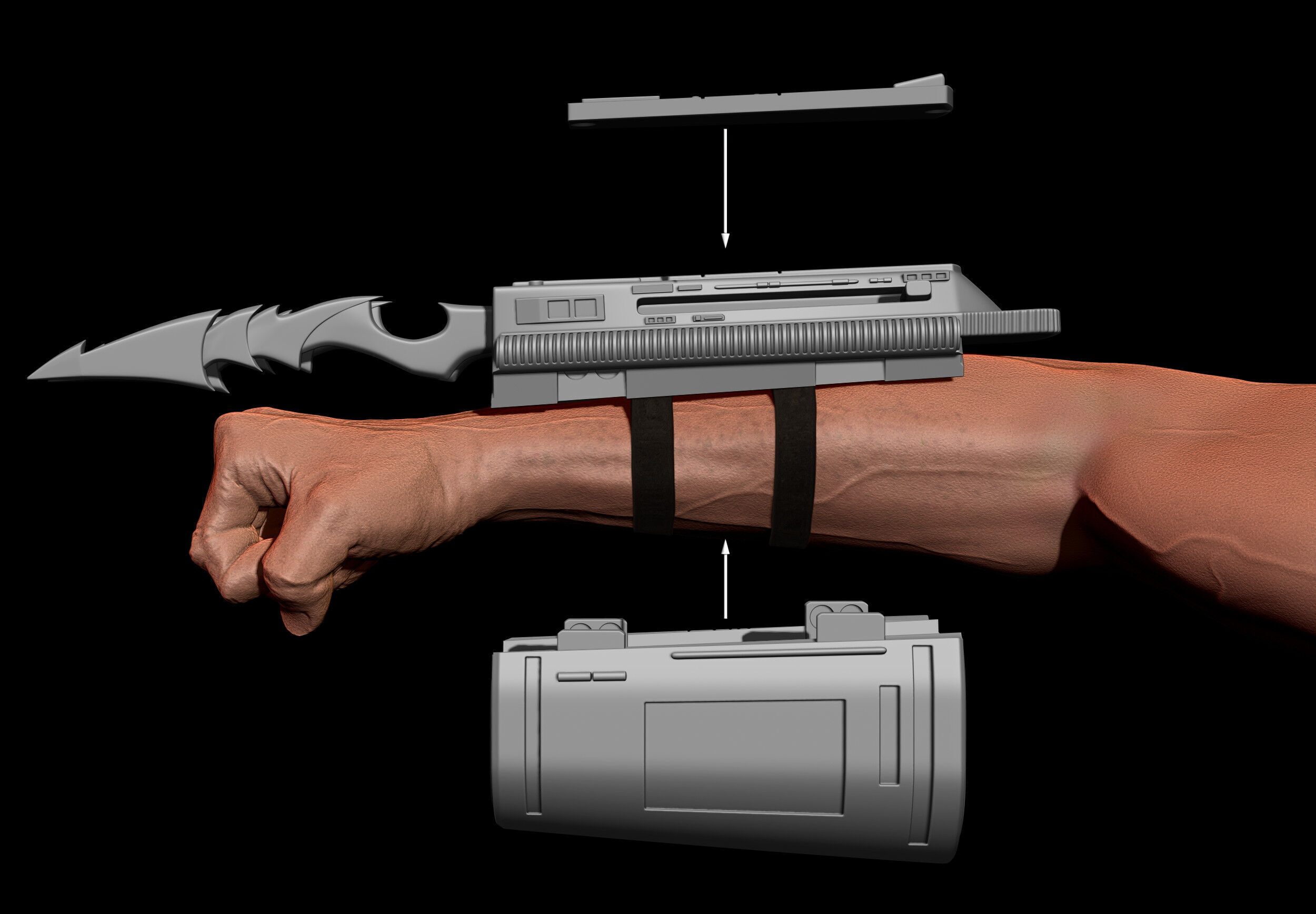 Predator Gauntlet Forearm Right removable blades scale 1 3D model 3D ...