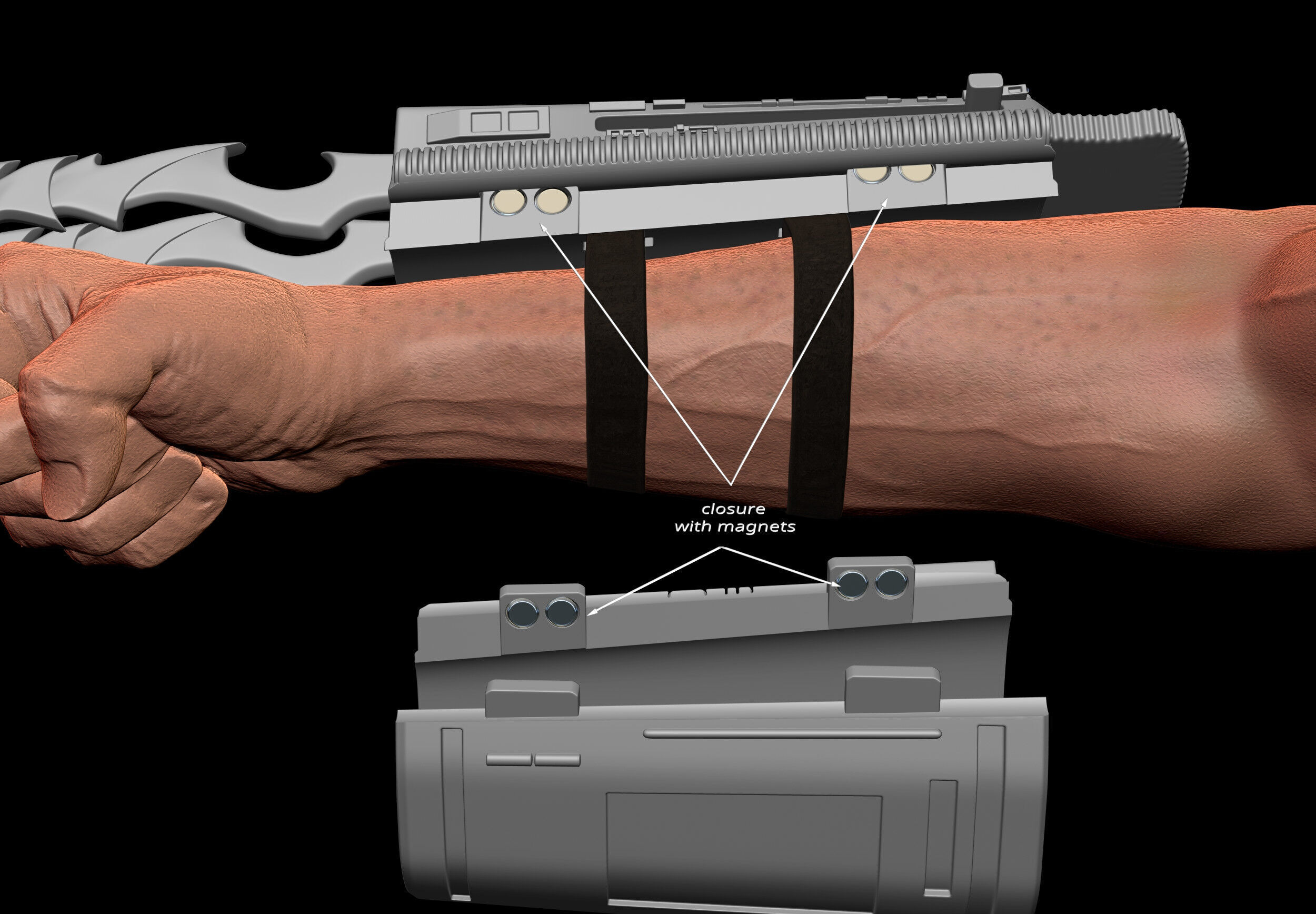 Predator Gauntlet Forearm Right removable blades scale 1 3D model 3D ...