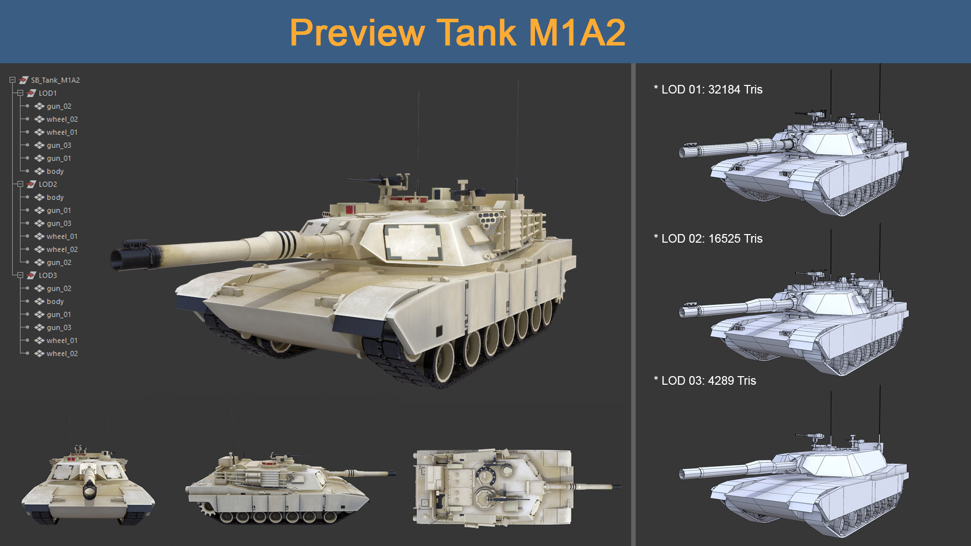 3D model Asset - Army - Tank - M1A2 VR / AR / low-poly | CGTrader