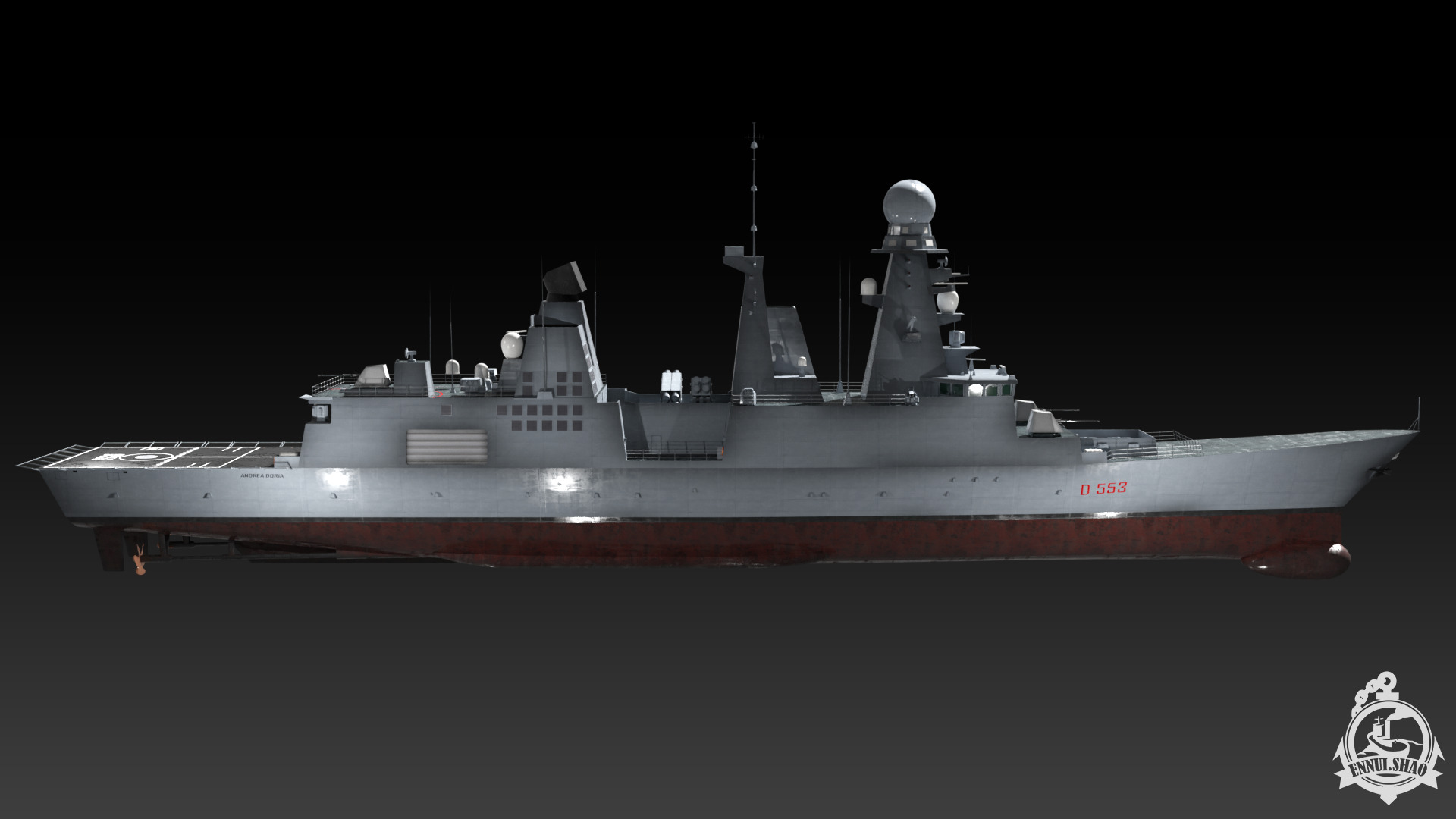 3D model Horizon class destroyer ITS Andrea Doria VR / AR / low-poly ...