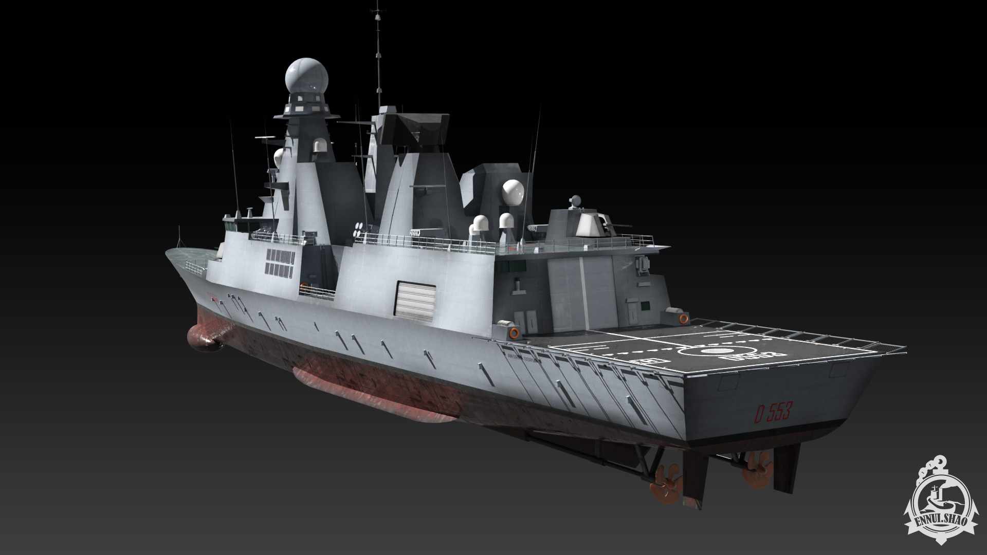 3D model Horizon class destroyer ITS Andrea Doria VR / AR / low-poly ...