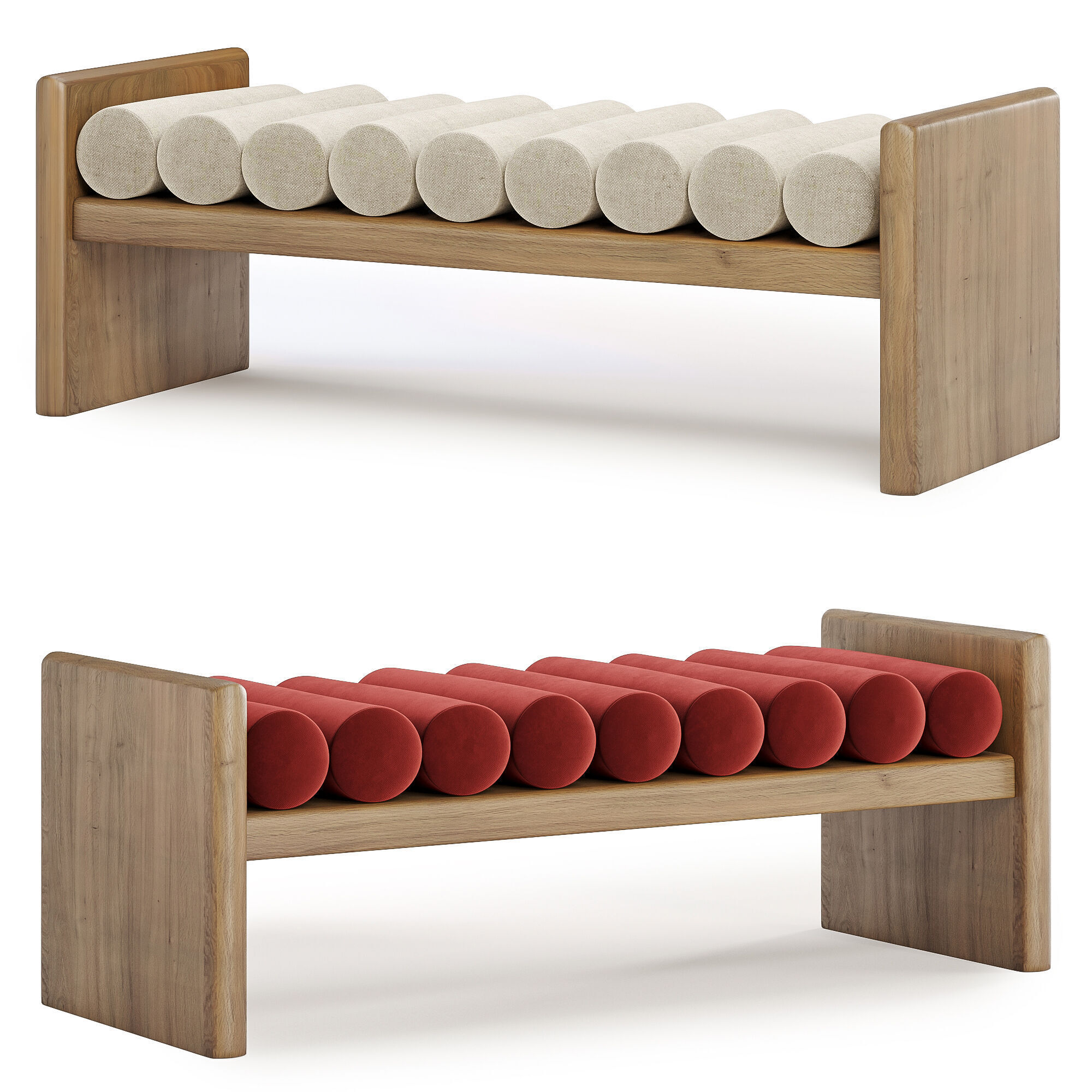 Reeves Boucle Wood Bench 3D model | CGTrader
