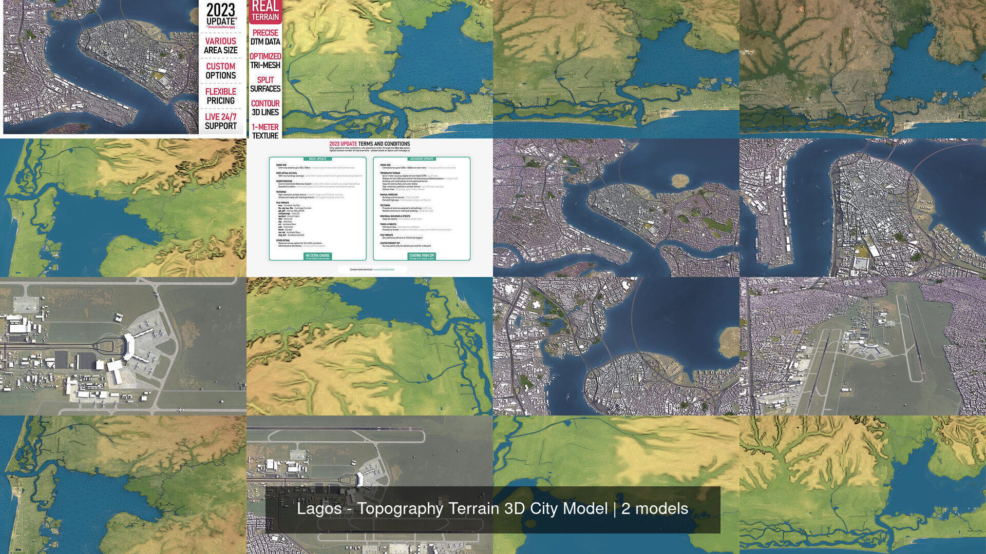3D Model Collection Lagos - Topography Terrain 3D City Model VR / AR ...