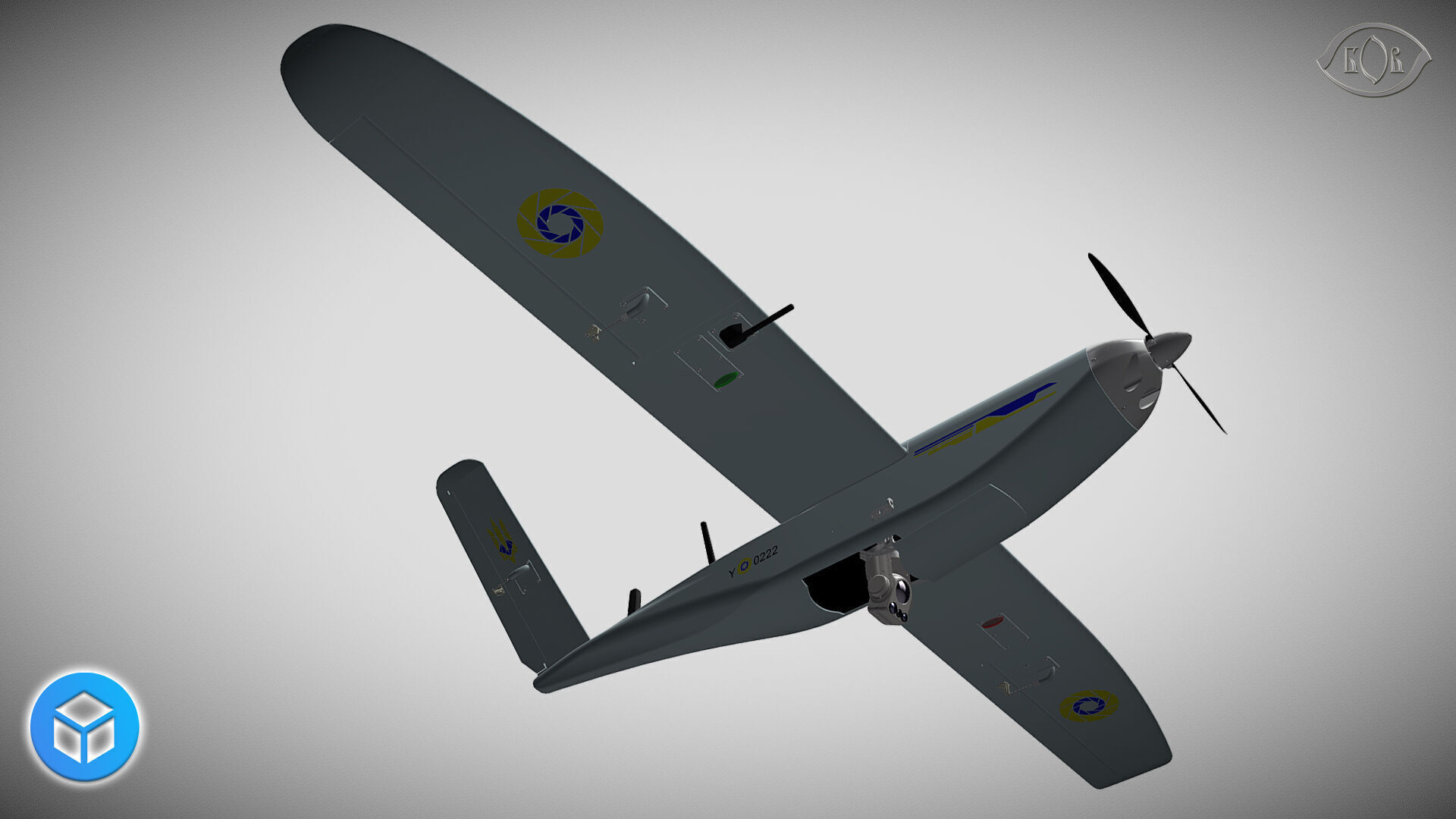 Ukrainian UAV GOR Tactical military reconnaissance drone 3D model ...