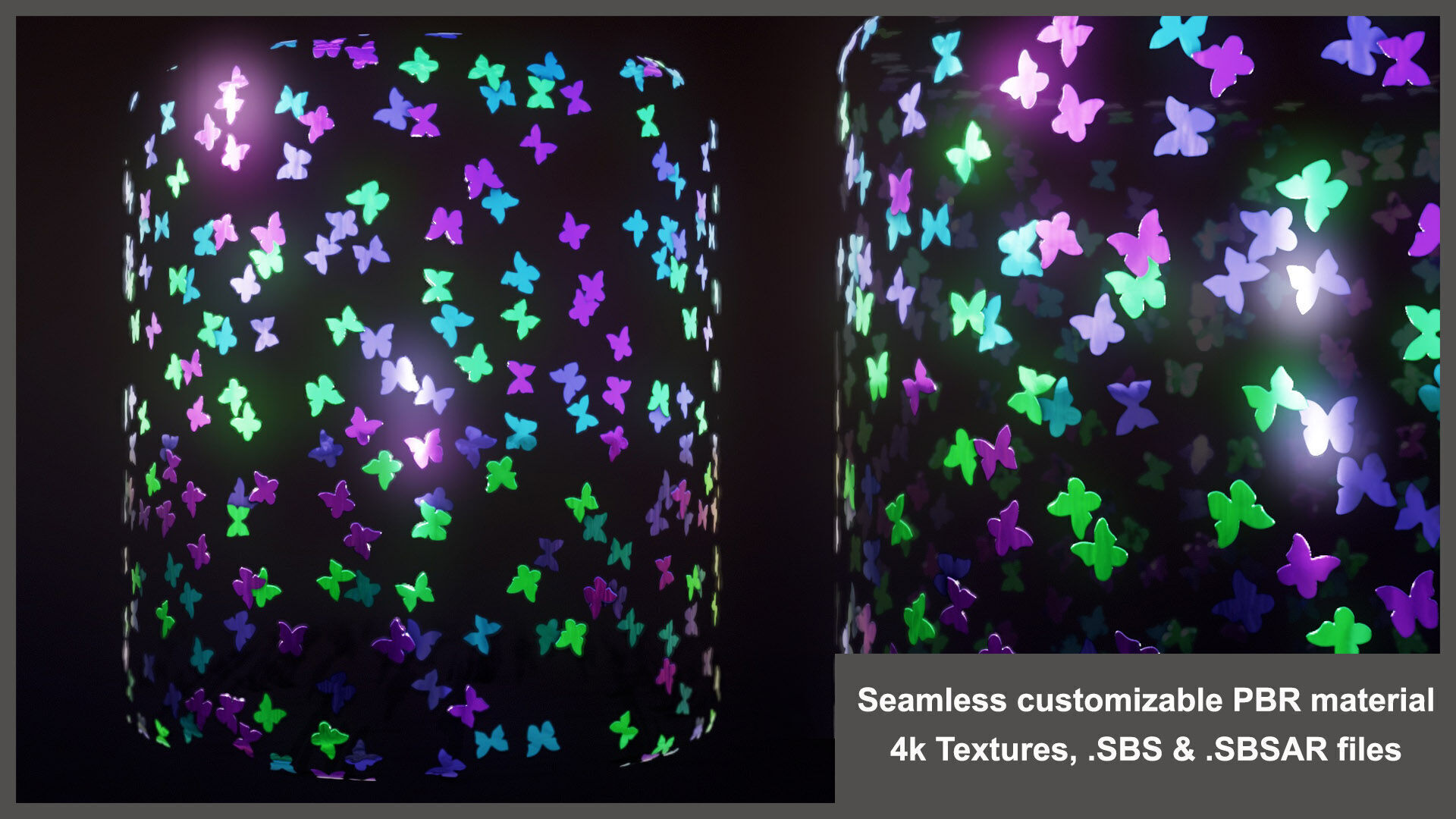 Texture Butterfly Glitter Substance PBR material and textures VR / AR ...