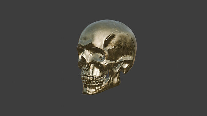 3D model Realistic Gold Human Skull - 3D Model Game Ready Blender VR ...
