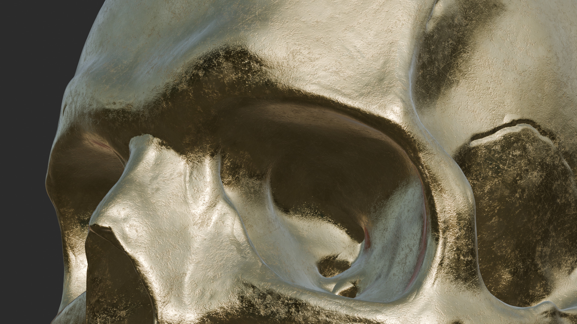 3D model Realistic Gold Human Skull - 3D Model Game Ready Blender VR ...