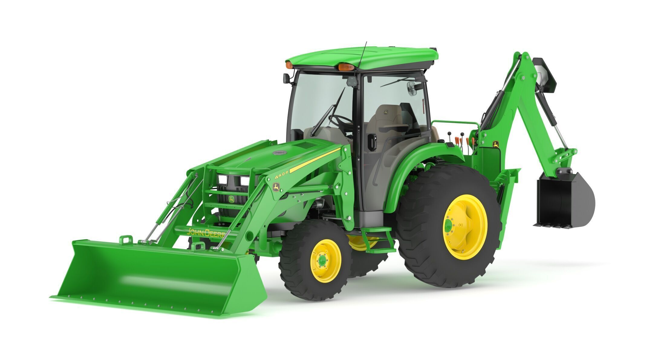 John Deere 4075r Compact Utility Tractor With Backhoe 3D model | CGTrader