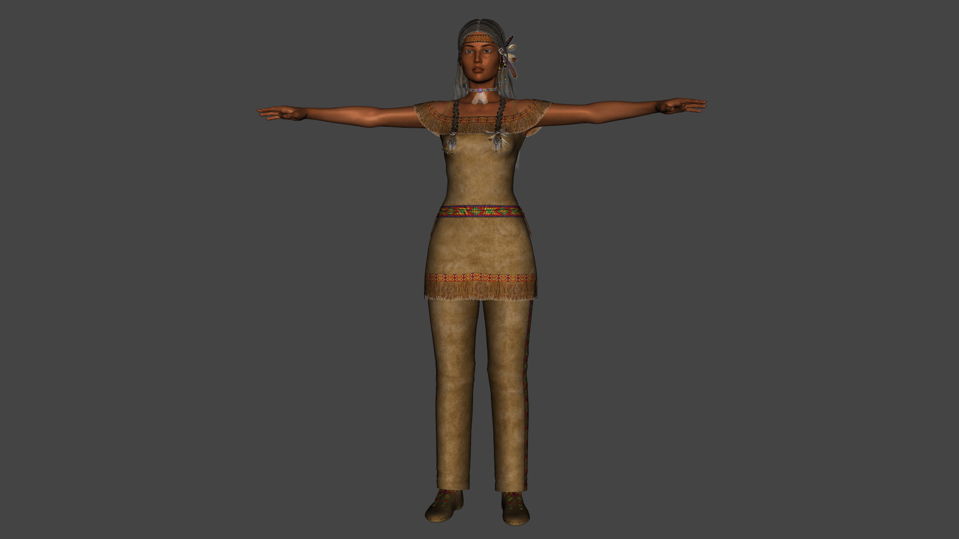 3D model Native American Girl - Squaw Rigged Animated VR / AR / low ...