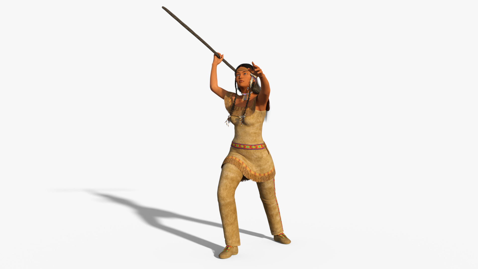 3D model Native American Girl - Squaw Rigged Animated VR / AR / low ...