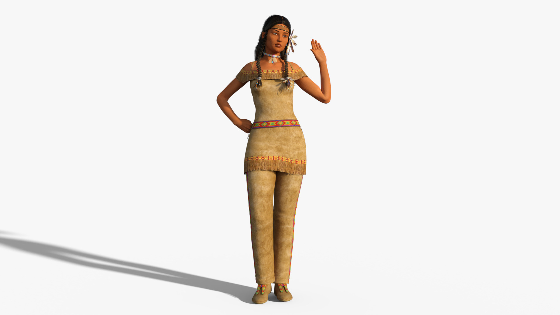 3D model Native American Girl - Squaw Rigged Animated VR / AR / low ...