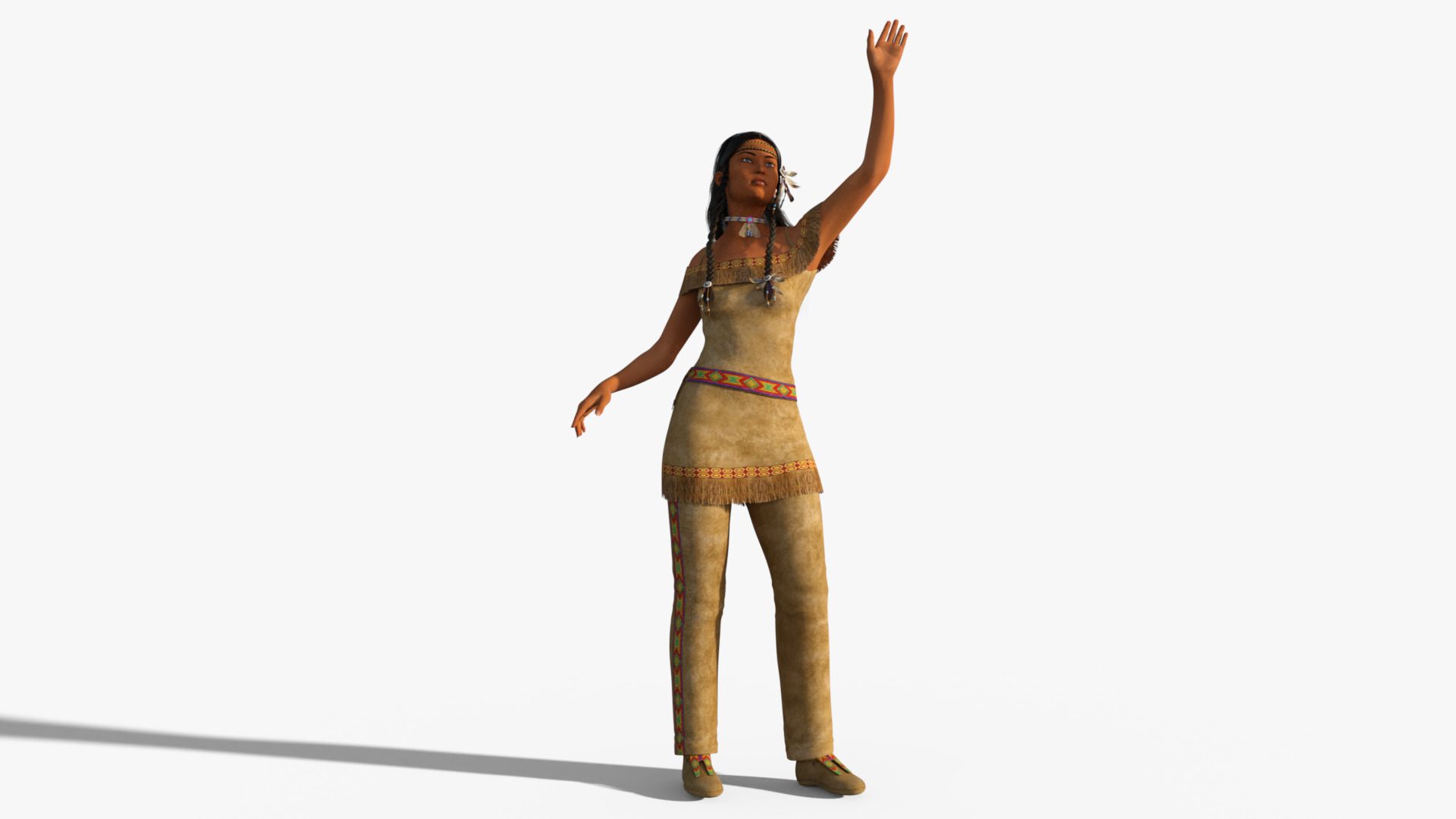 3D model Native American Girl - Squaw Rigged Animated VR / AR / low ...