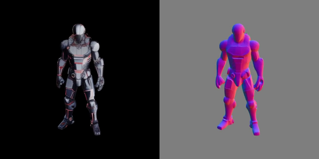 glossy black humanoid robot with glowing red circuit patterns free VR ...