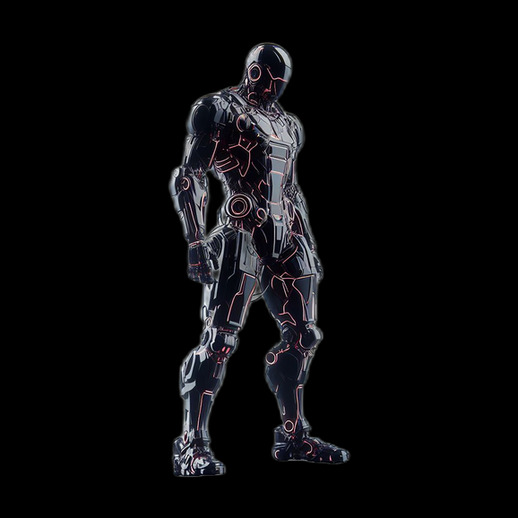 glossy black humanoid robot with glowing red circuit patterns free VR ...
