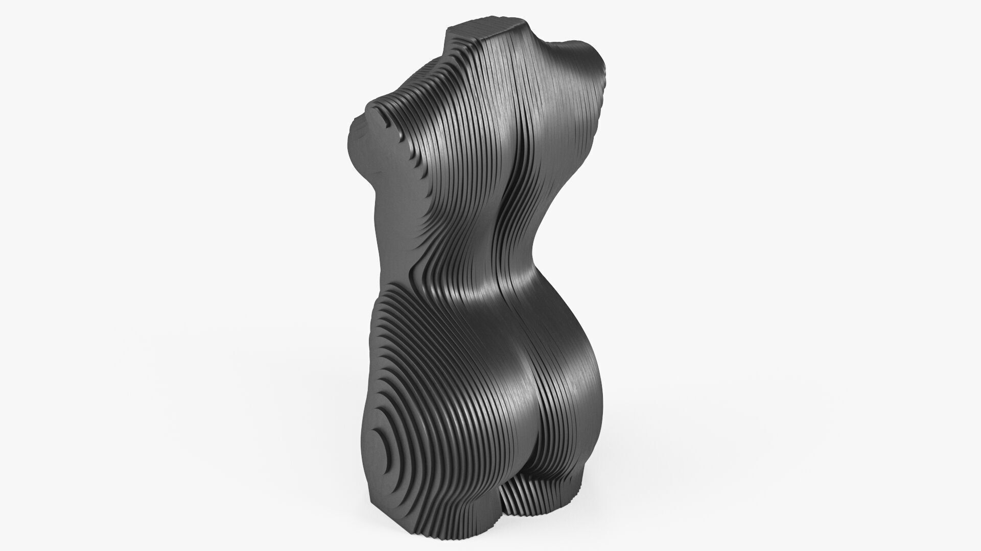 Modern Parametric Sculpture - Woman Body Black Painted Wood 3D model ...