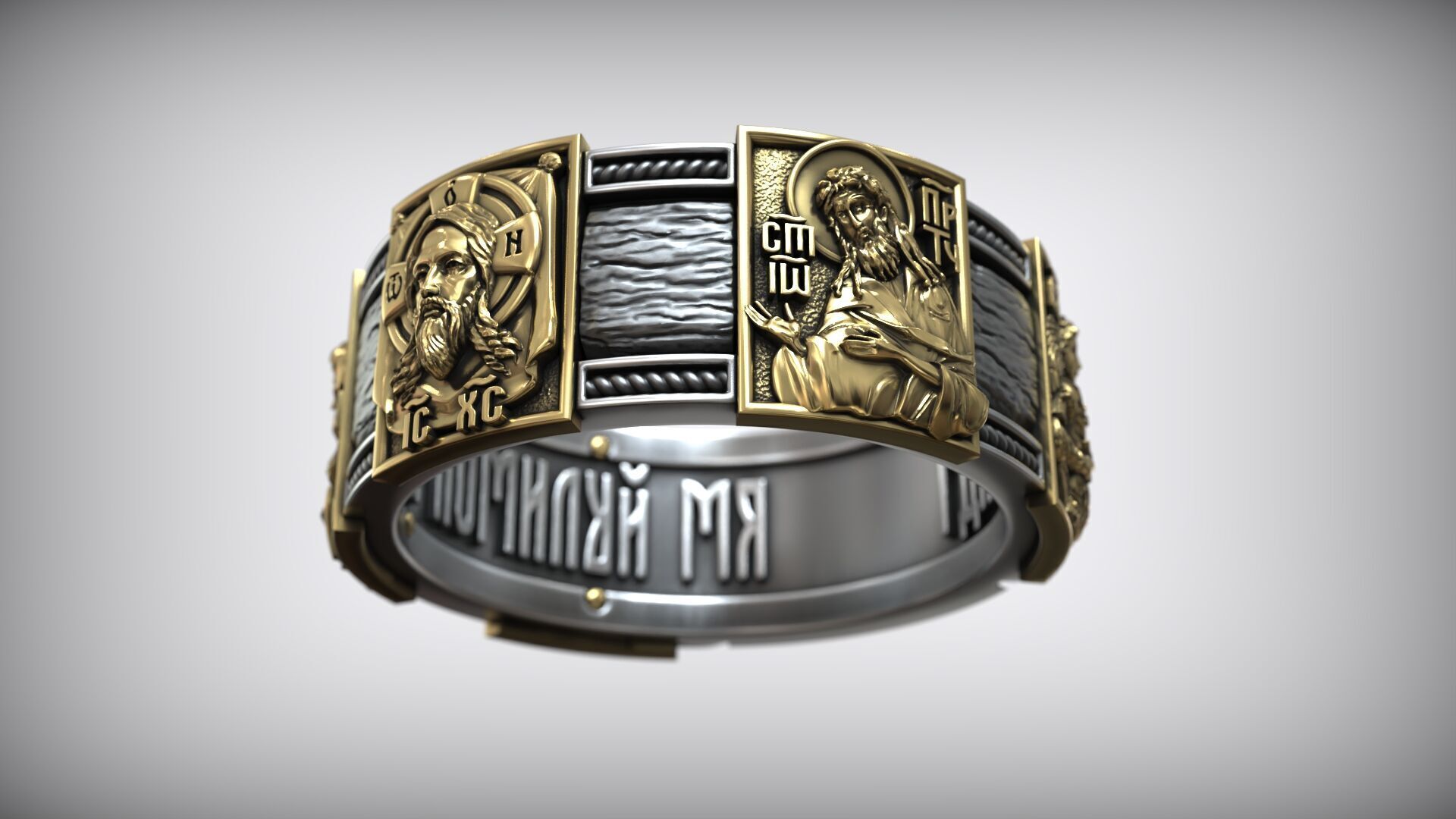 Orthodox Christian Ring Jesus Christ Deesis Archangels Prayer 3D model ...