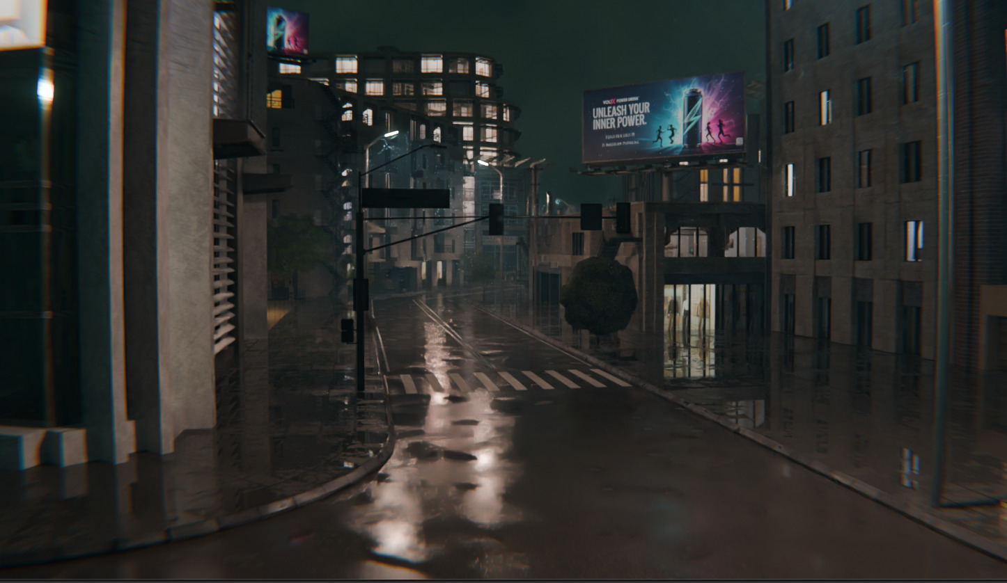 Night Street City Scene - Realistic Urban City Pack 3D model | CGTrader