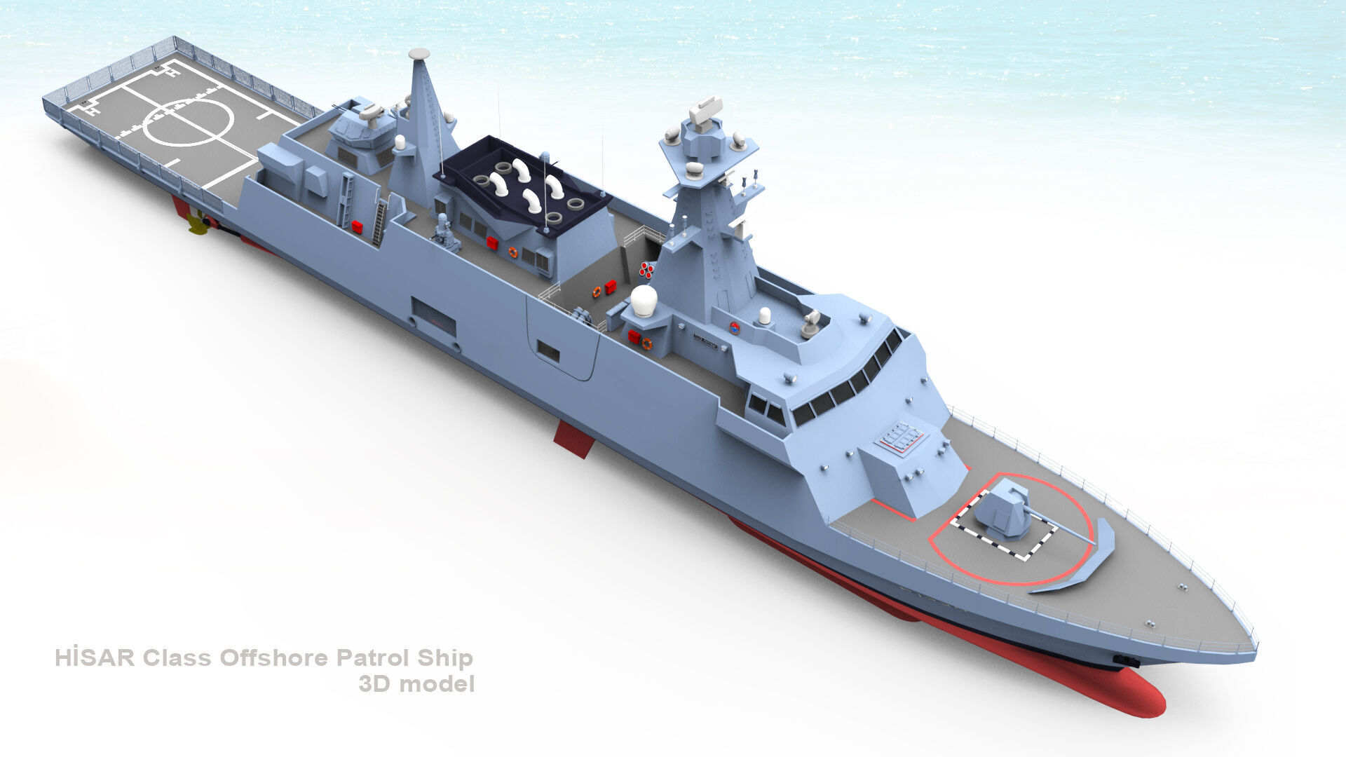 TCG HISAR Class Offshore Patrol Ship 3D model rigged | CGTrader